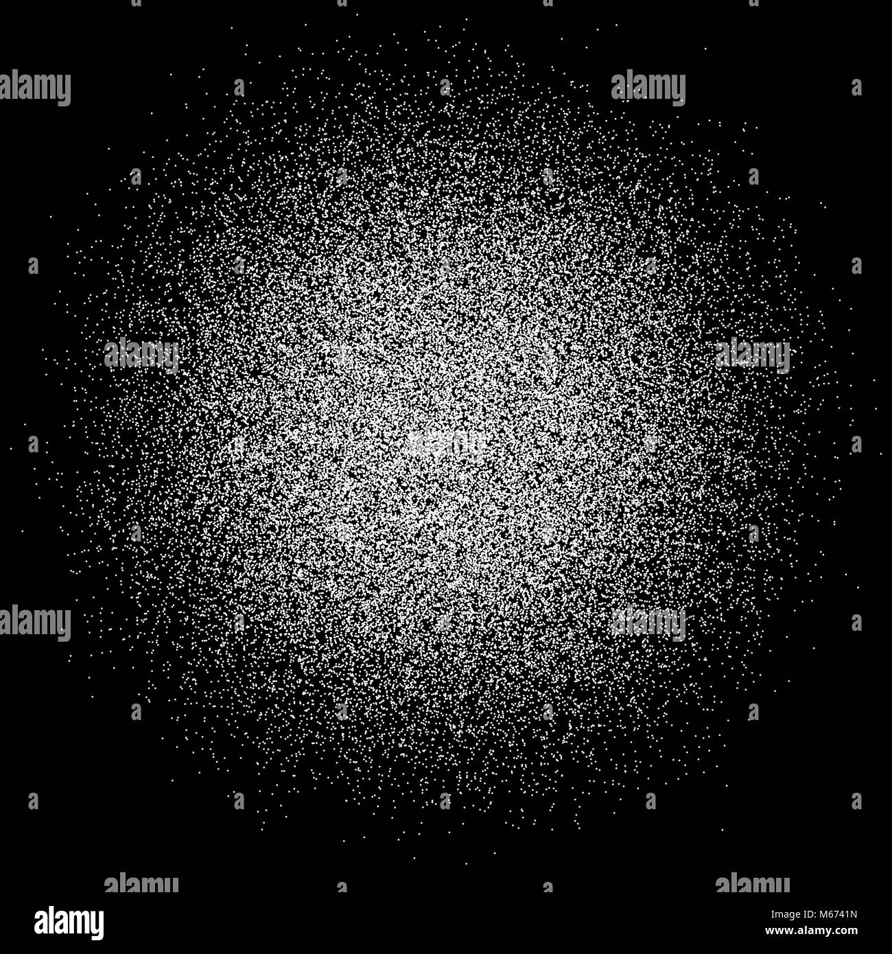 Abstract white dust of round shape is isolated on a black background ...