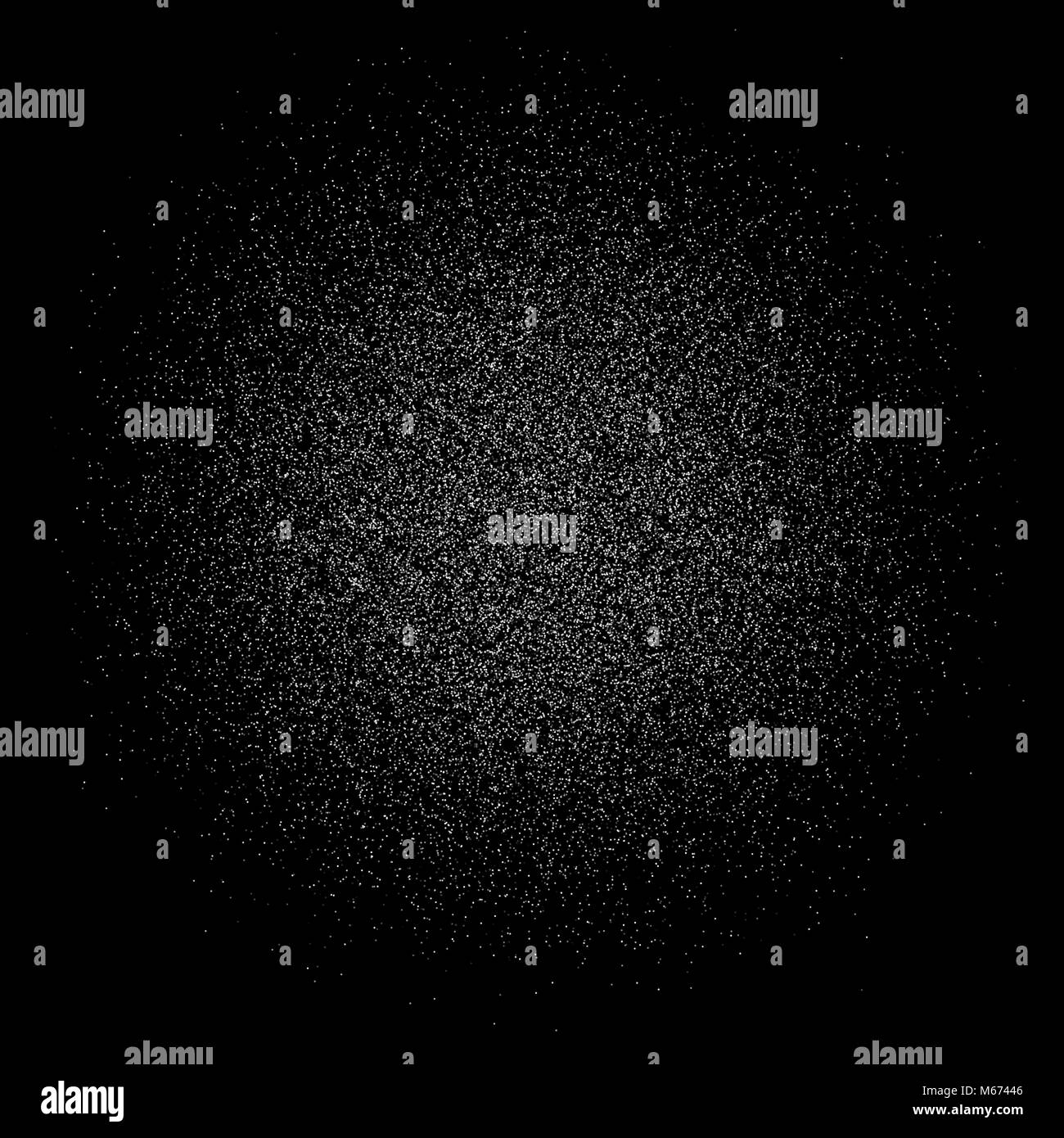 Abstract white dust of round shape is isolated on a black background ...