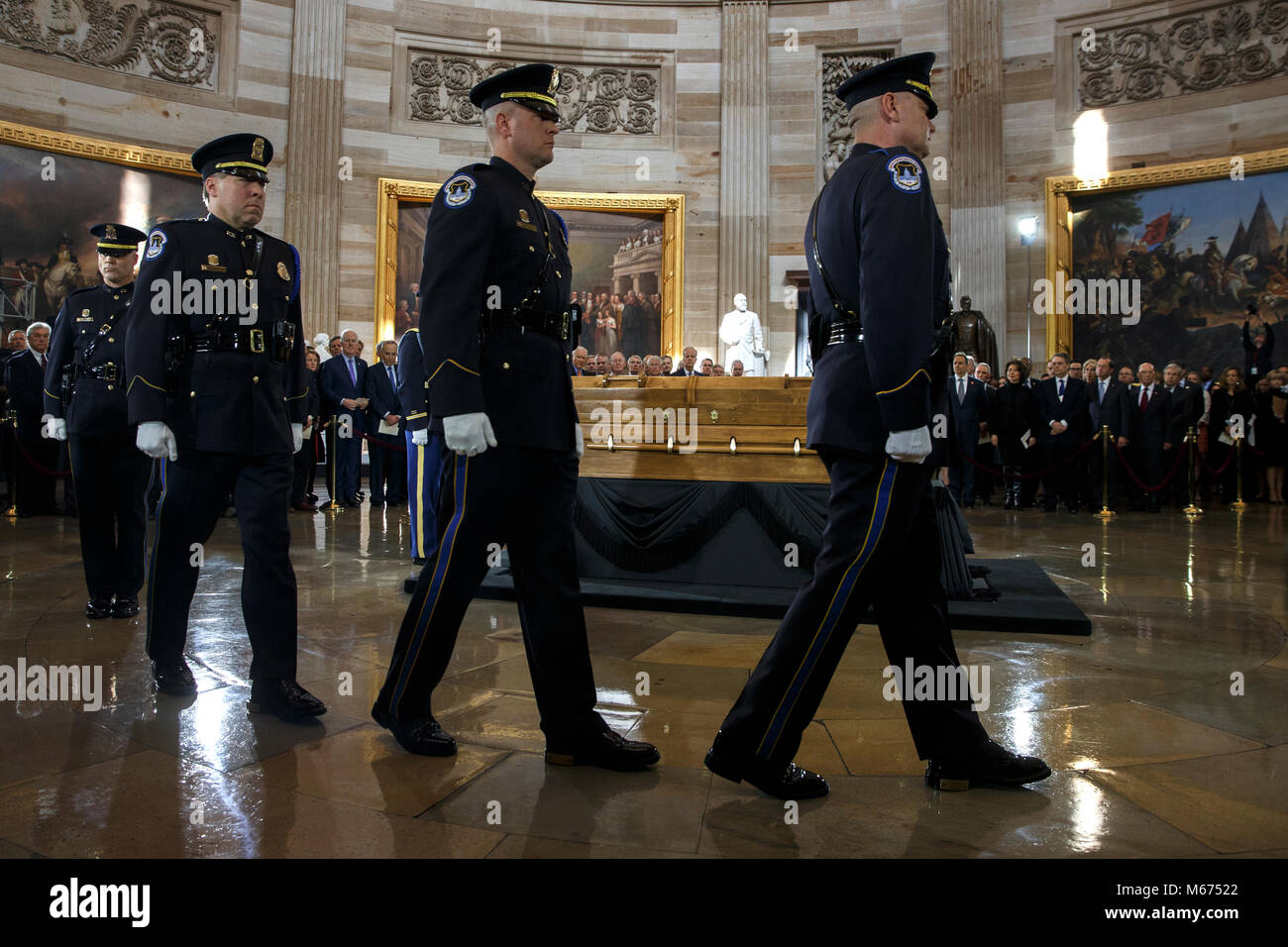 American evangelist Billy Graham as he lies in honor in the Rotunda of ...