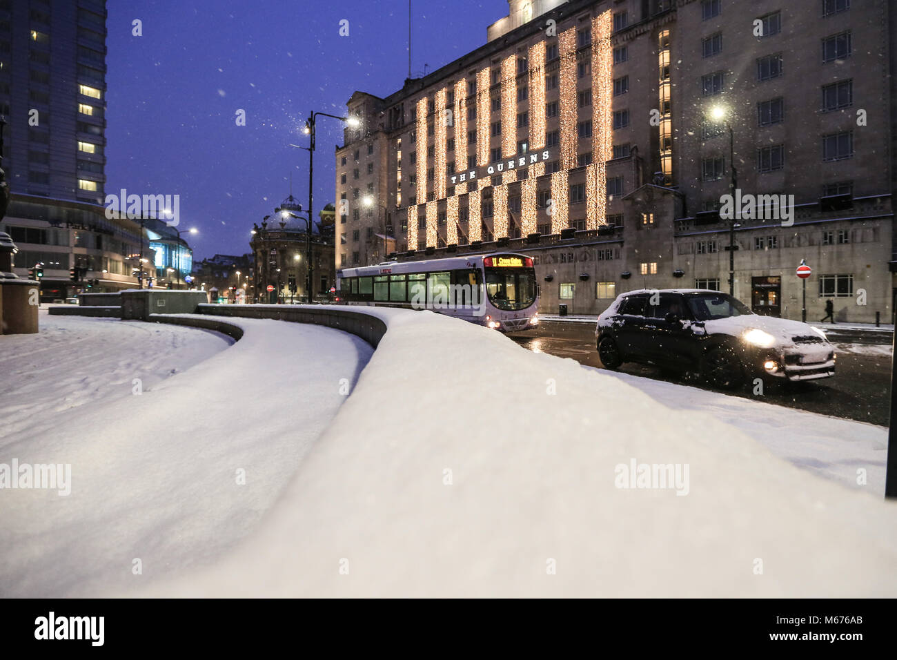 Leeds City Centre. 1st Mar, 2018. UK Weather: Public transport is in ...