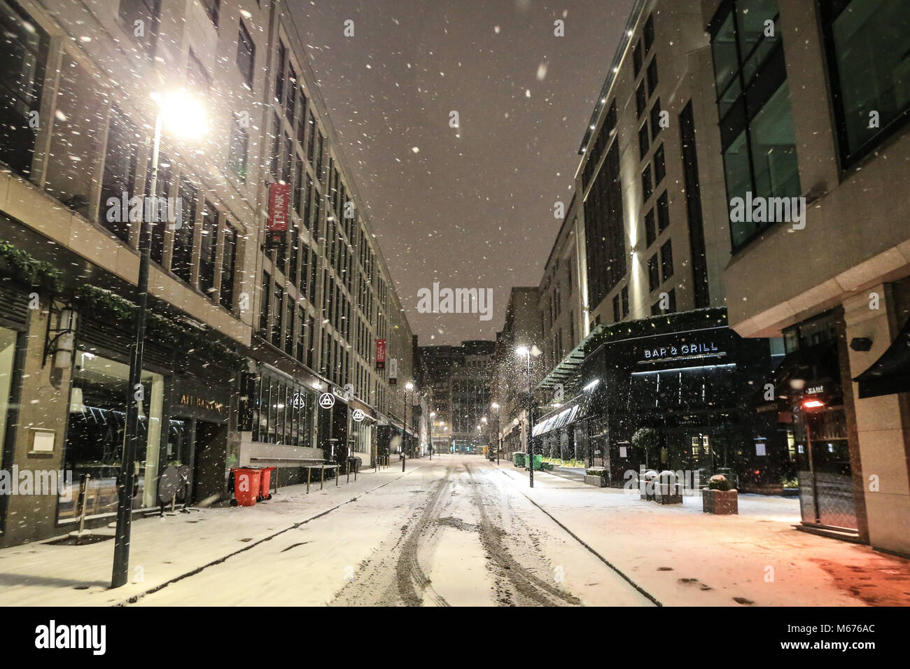 Leeds City Centre. 1st Mar, 2018. UK Weather: The streets of Leeds city ...