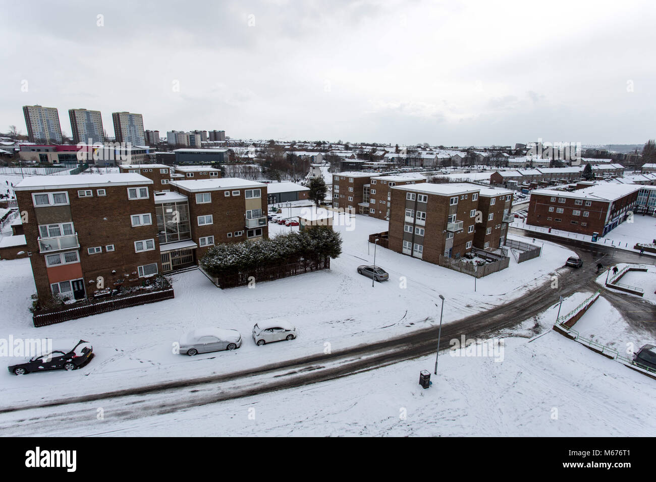Leeds, UK. 28th Feb, 2018. General view of a residential area in Leed ...