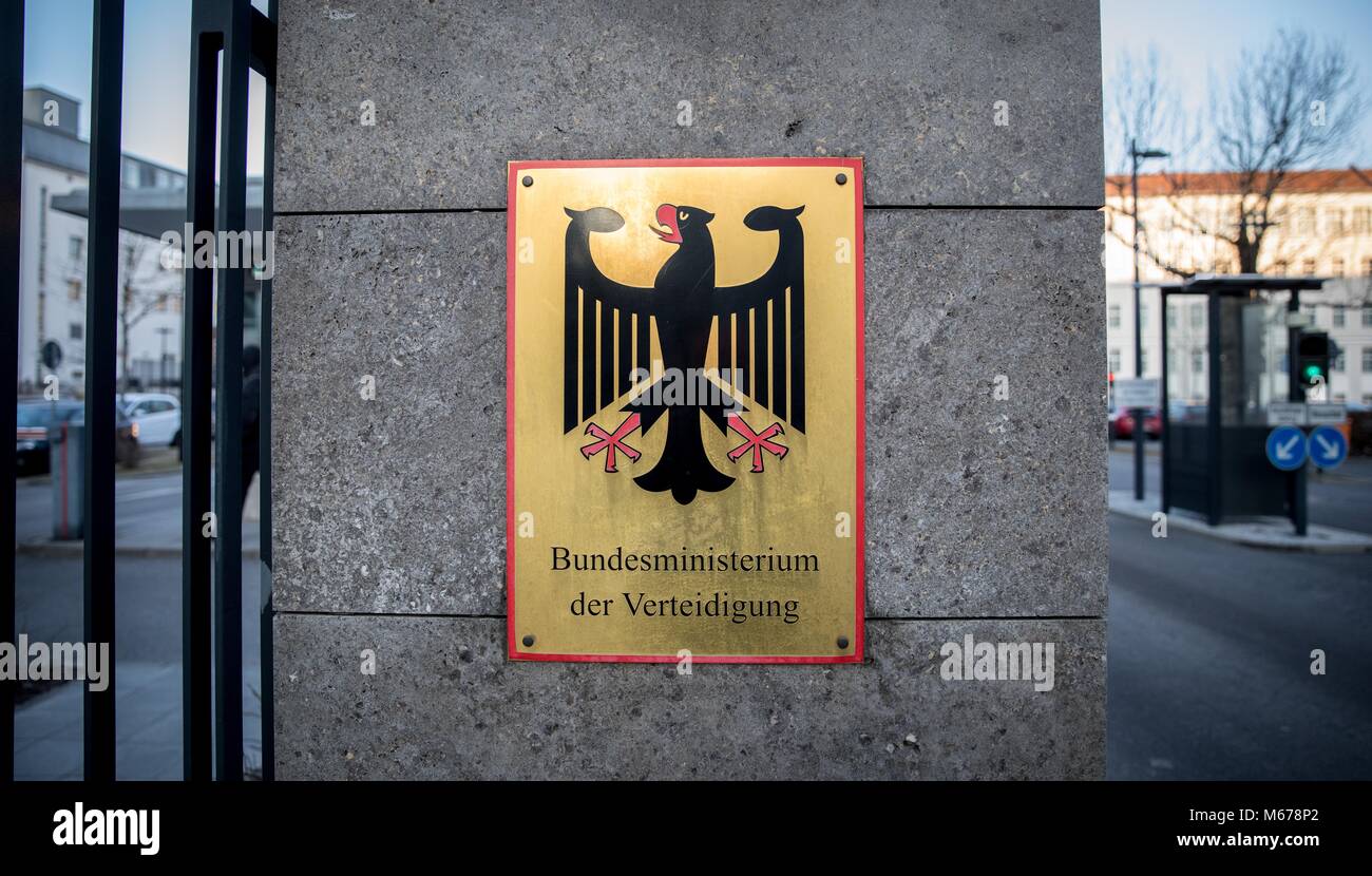 Berlin, Germany. 01st Mar, 2018. The text "Ministry of Defence" visible ...