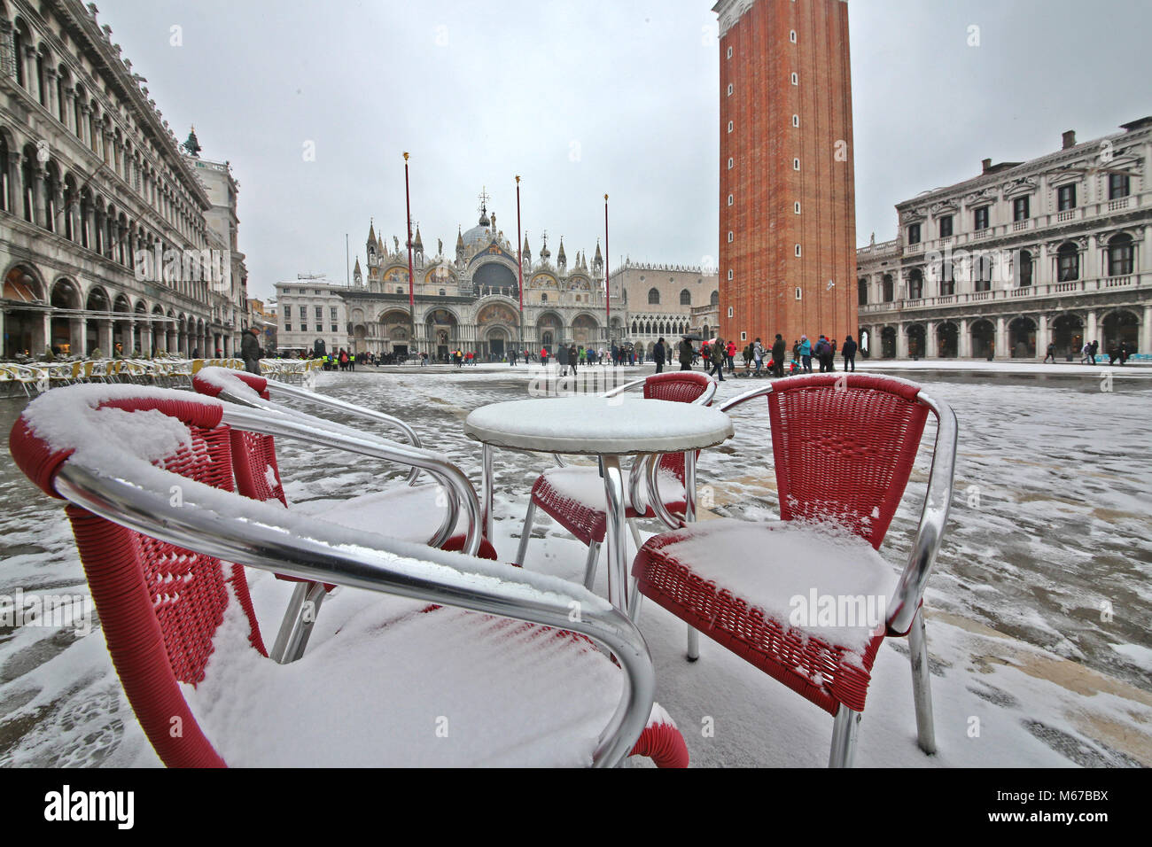 Venice, Italy. 1st March, 2018. VENICE - Snow in Venice, whitewashed ...