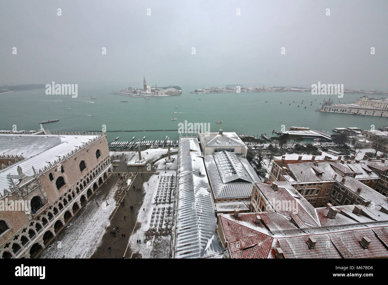 Venice, Italy. 1st March, 2018. VENICE - Snow in Venice, whitewashed ...