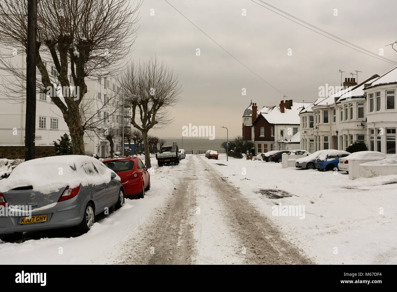 Southend on Sea. 1st March, 2018. UK Weather: Snow from The Beast from ...