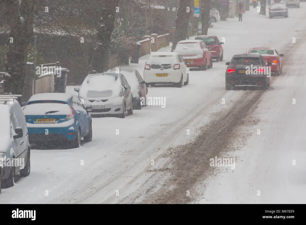 Bournemouth, Dorset, UK. 1st March, 2018. UK weather: wind and snow ...