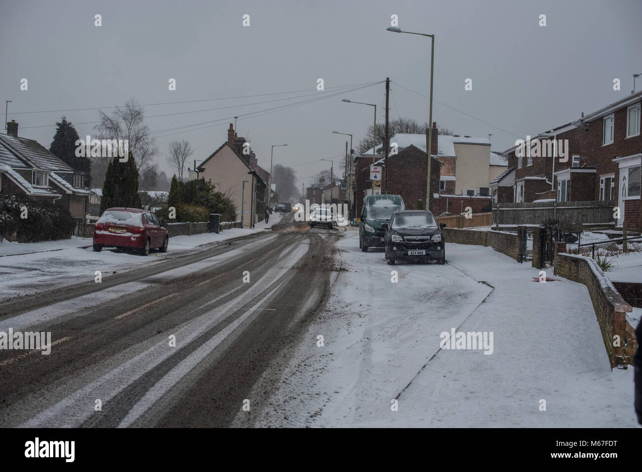 Snow Covered roads and pathways in the West Midlands town of Telford in ...