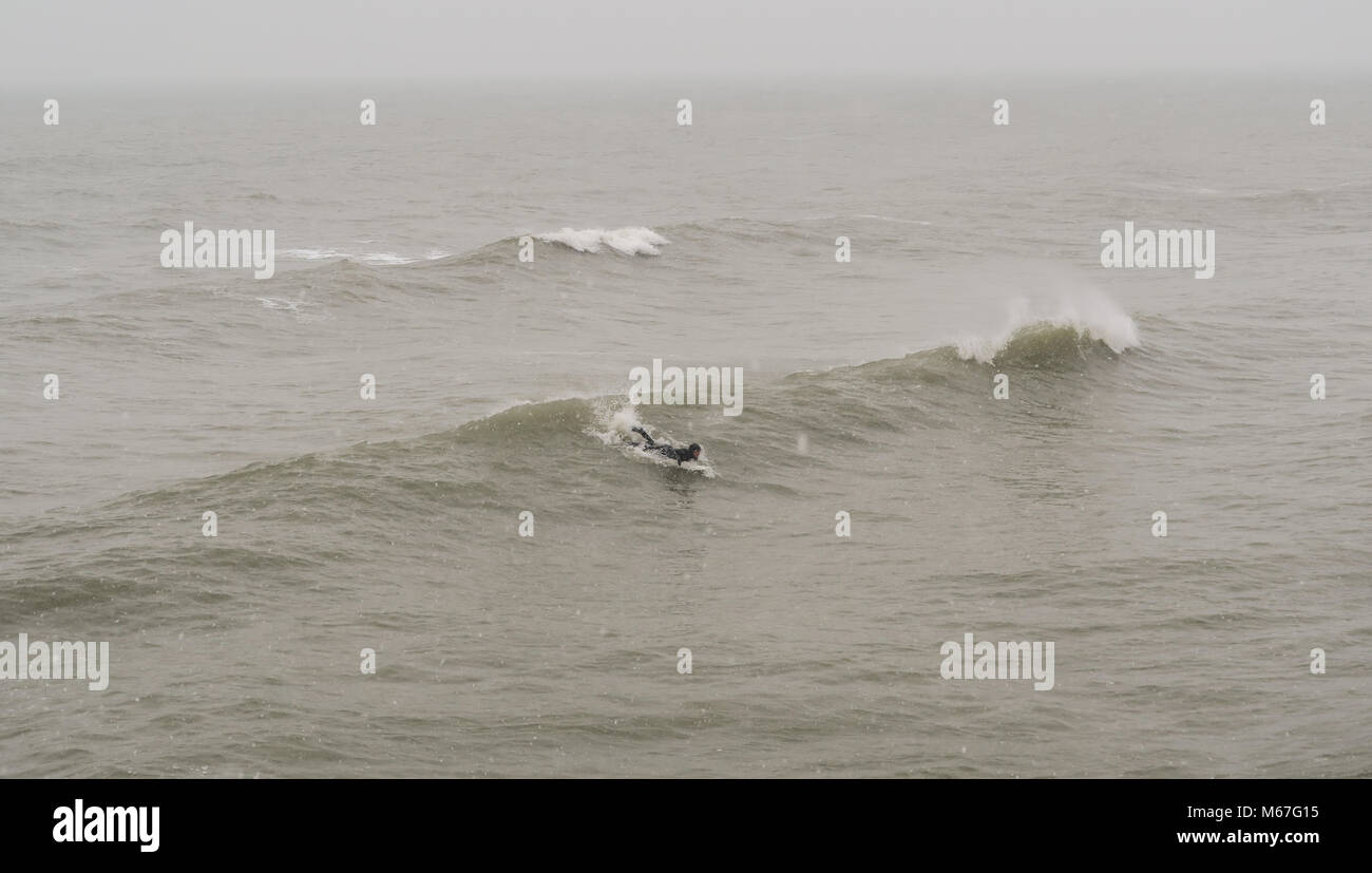 Snow Surfer - Bournemouth Beach 01 March 2018 Stock Photo - Alamy