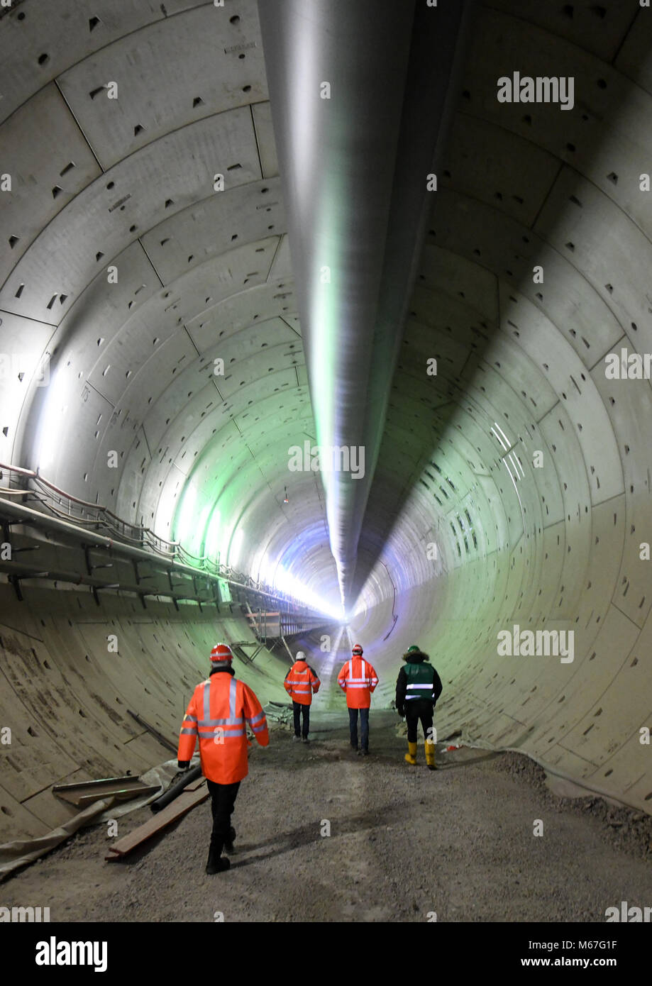 01 March 2018, Germany, Rastatt: Deutsche Bahn (German Railway) workers ...
