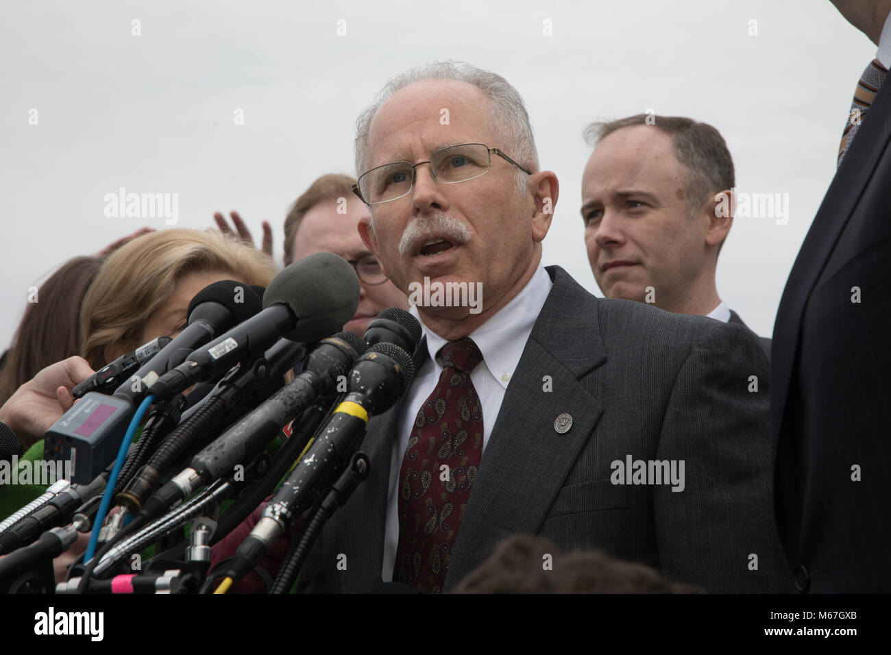 Mark Janus talks to reporters. The U.S. Supreme Court had just heard ...