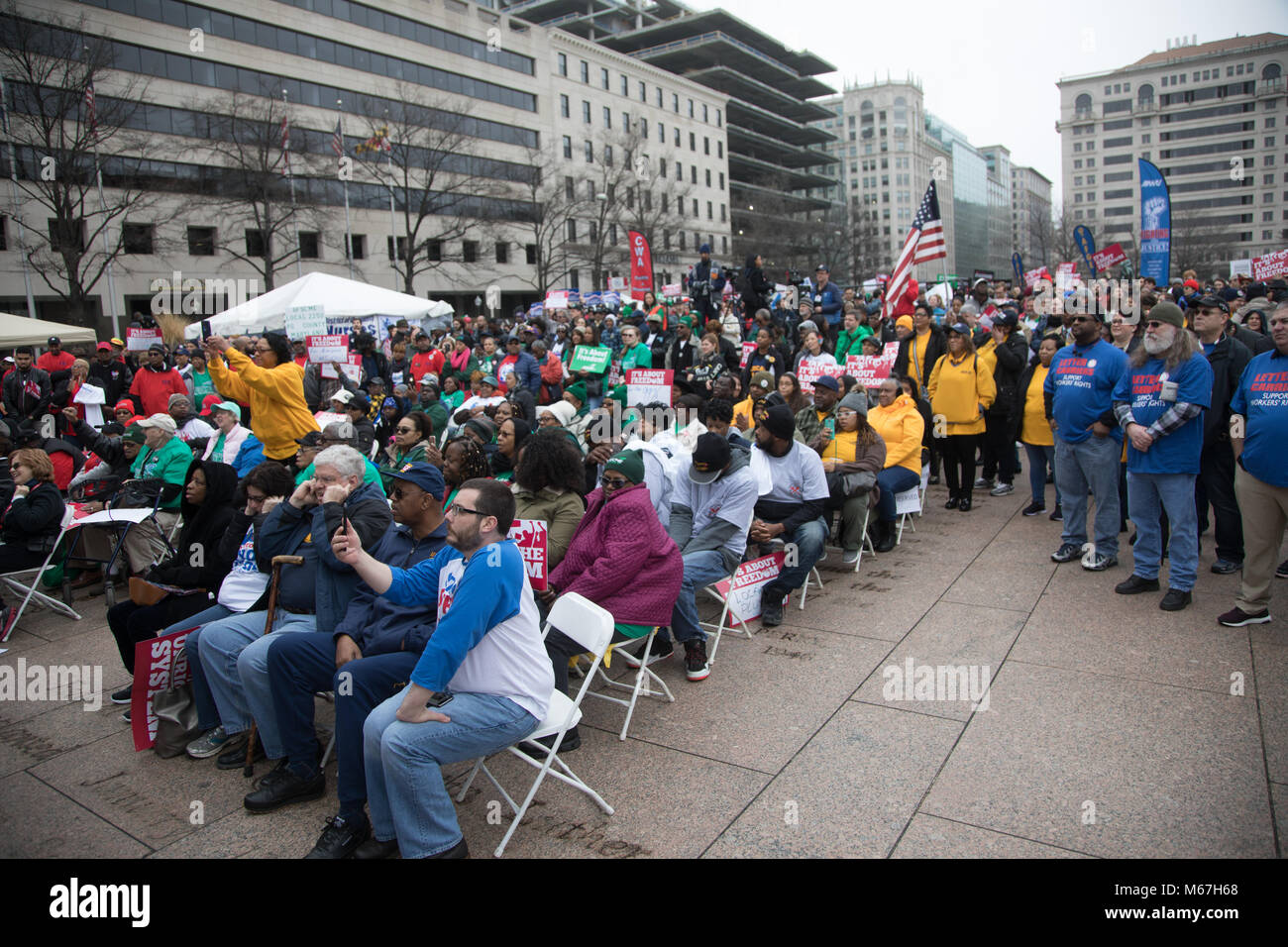 Union activists rally for a "Working People's Day of Action" on Freedom ...