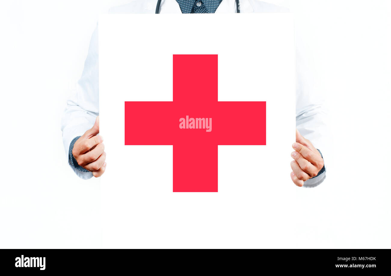 Male doctor and red cross sign. Medicine Concept Stock Photo - Alamy