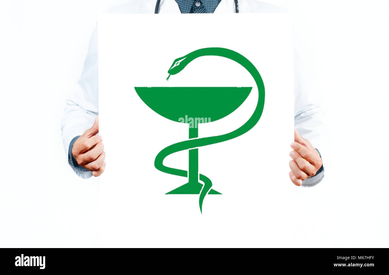 Doctor with Caduceus medical symbol vector. Medical Snake with a cup ...