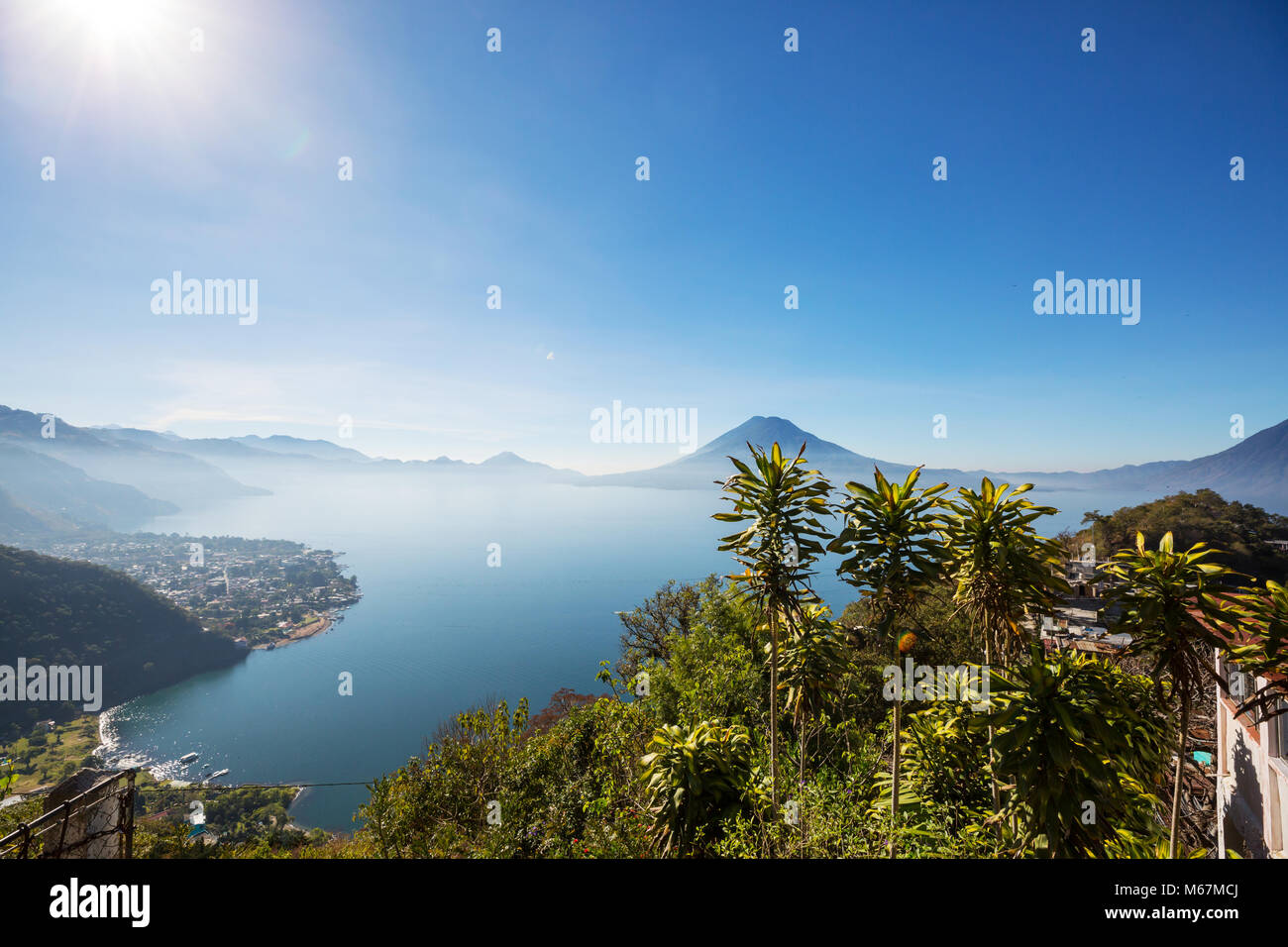 Beautiful lake Atitlan and volcanos in the highlands of Guatemala ...