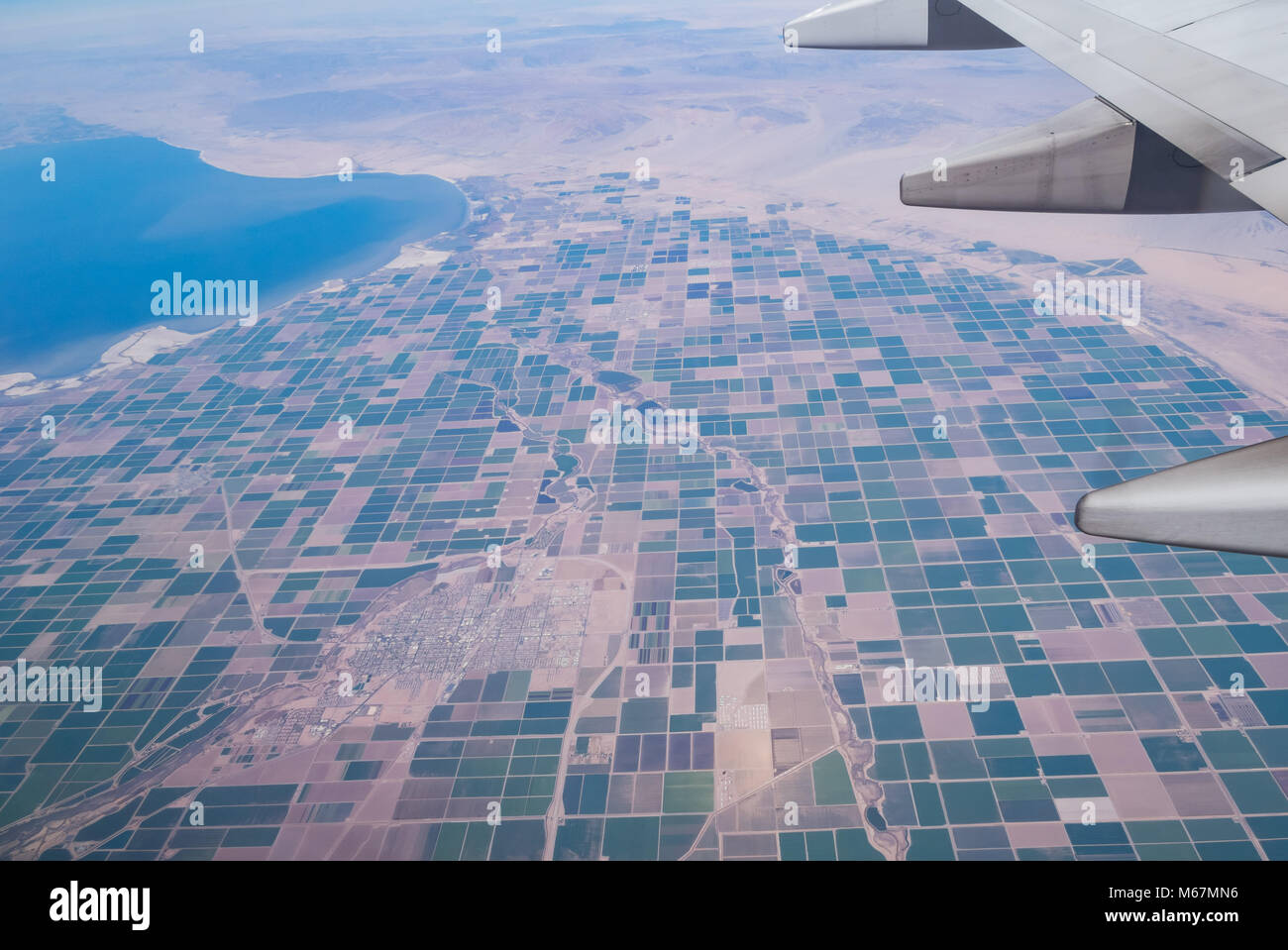 Aerial view of Salton Sea and Brawley rural scene, California Stock ...