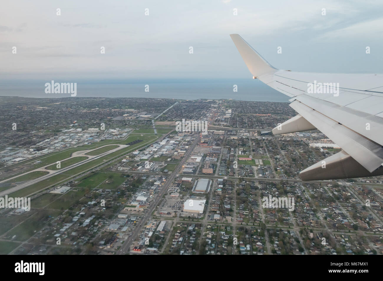 Aerial sunset view of New Orleans cityscapes, Louisiana Stock Photo - Alamy