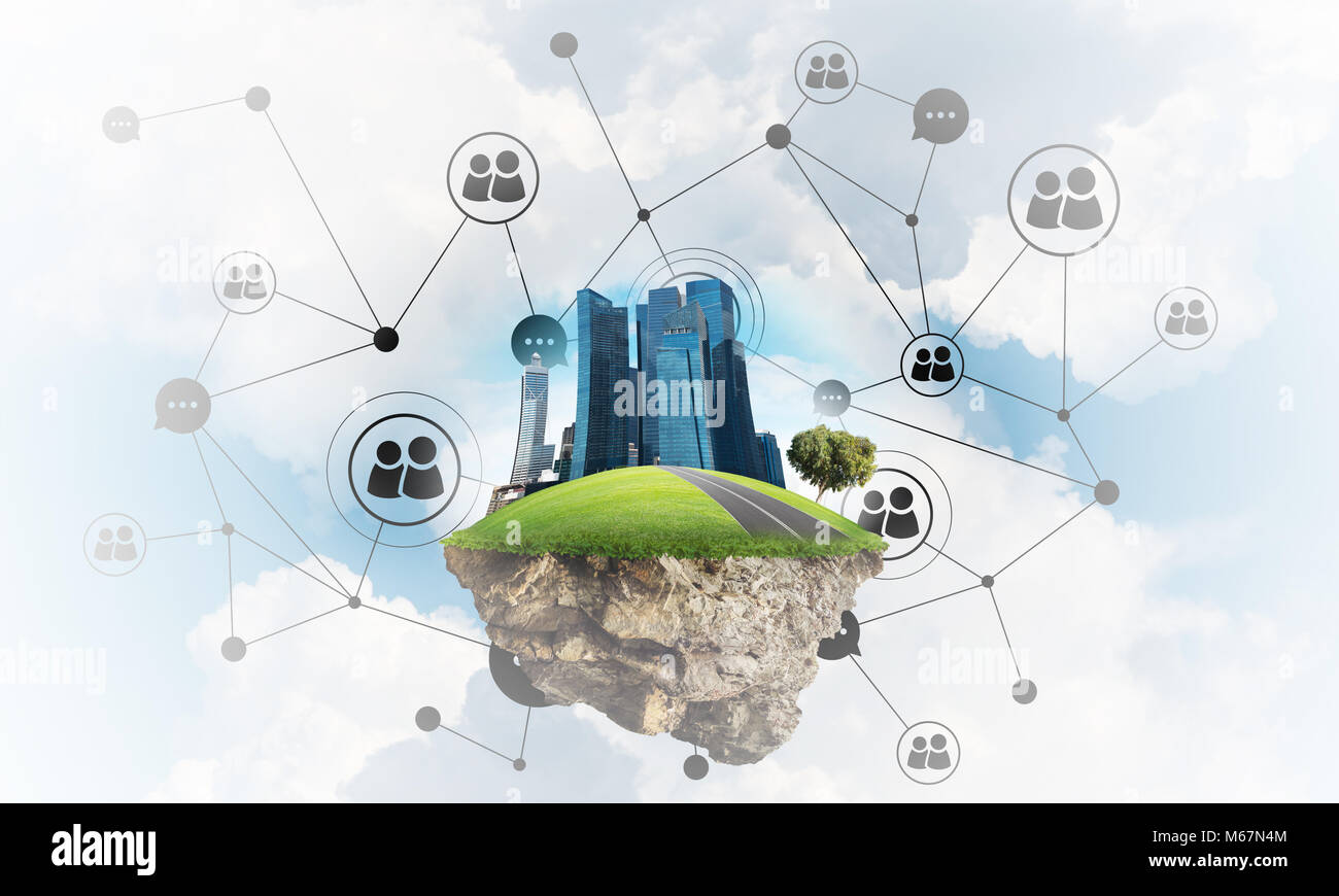 Concept of modern networking technologies and eco green construction ...