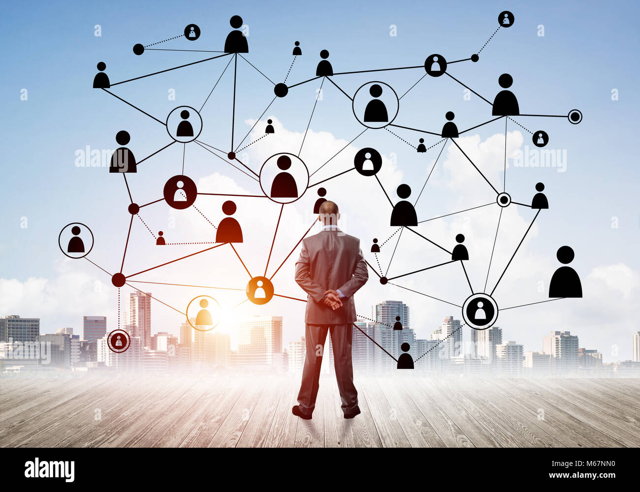 Social connection concept drawn on screen as symbol for teamwork and ...