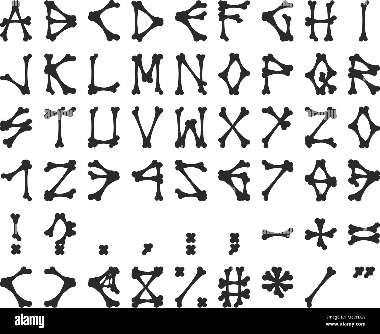 Alphabet with bones Black and White Stock Photos & Images - Alamy