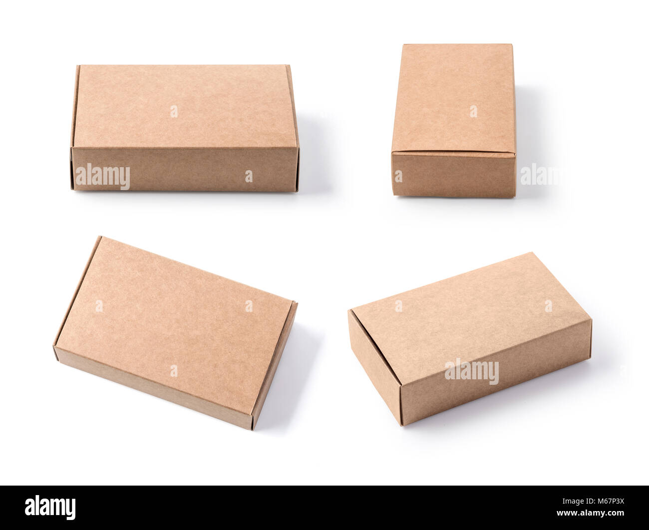 set of brown boxes recycle isolated on white Stock Photo - Alamy