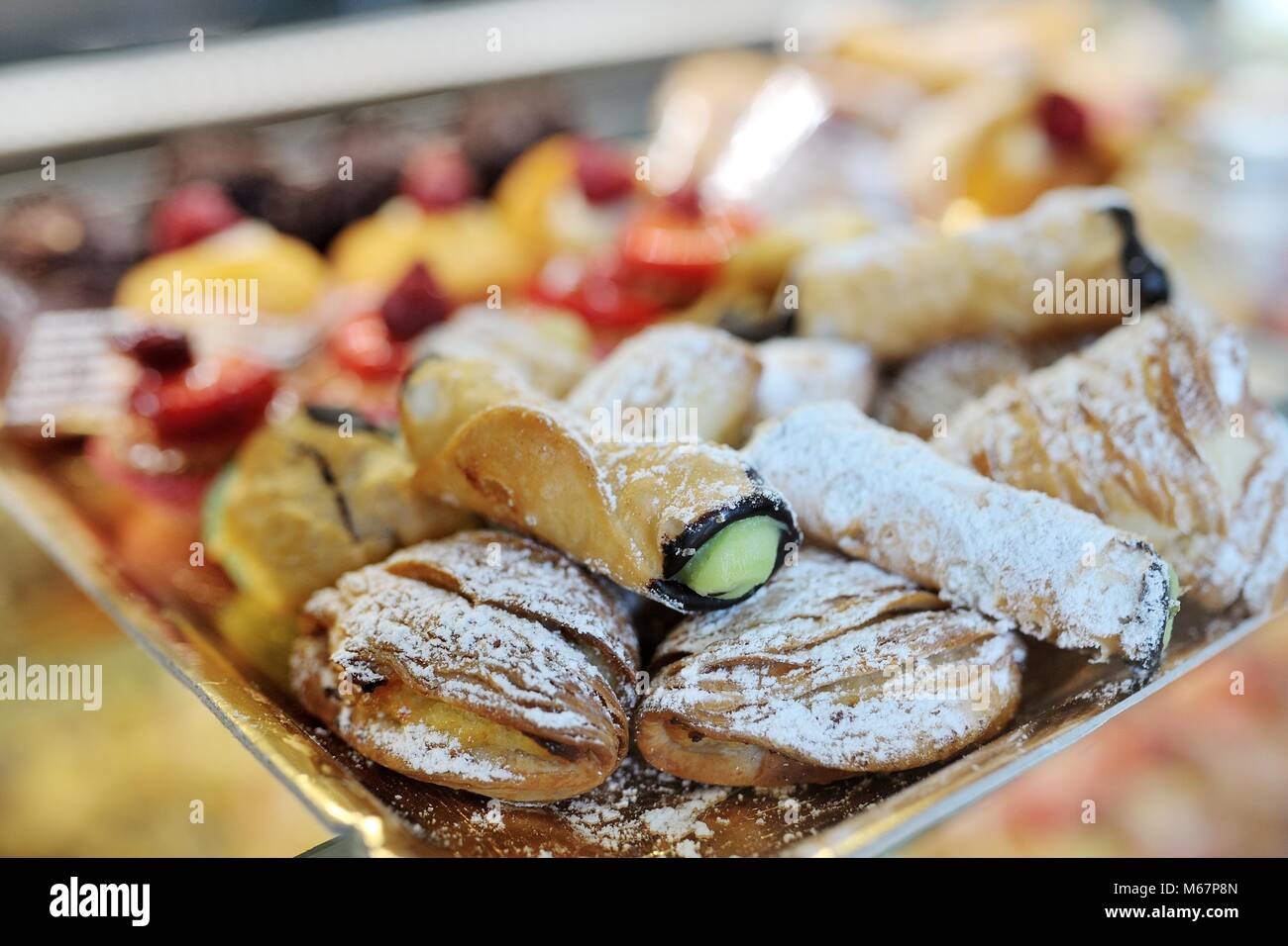 Sweet delicious italian dessert pastry with sicilian cannoli and ...
