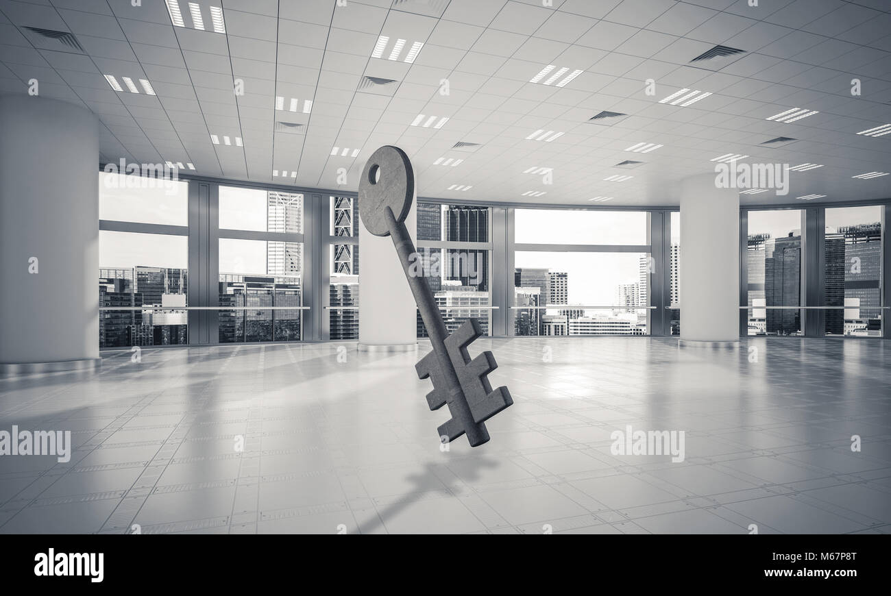 Conceptual background image of concrete key sign in modern offic Stock ...