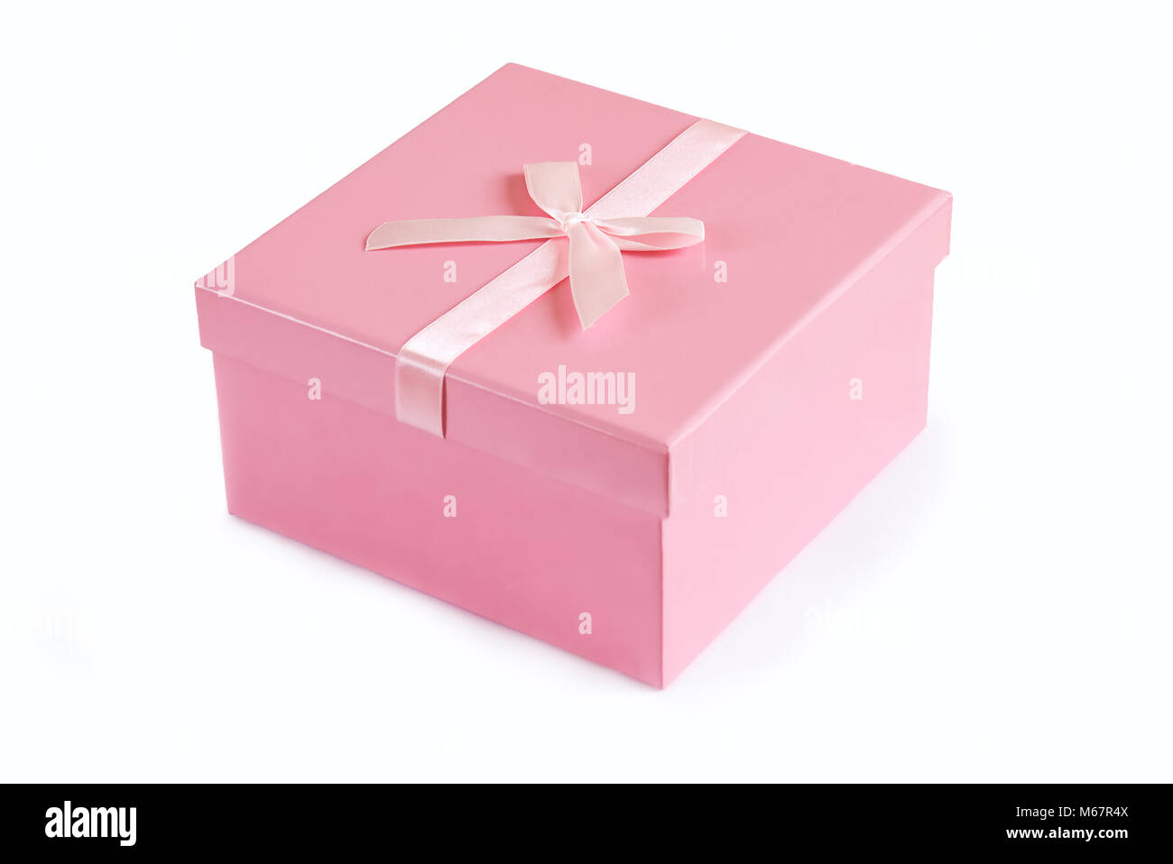 Pink gift box with ribbon and bow isolated on white background Stock ...