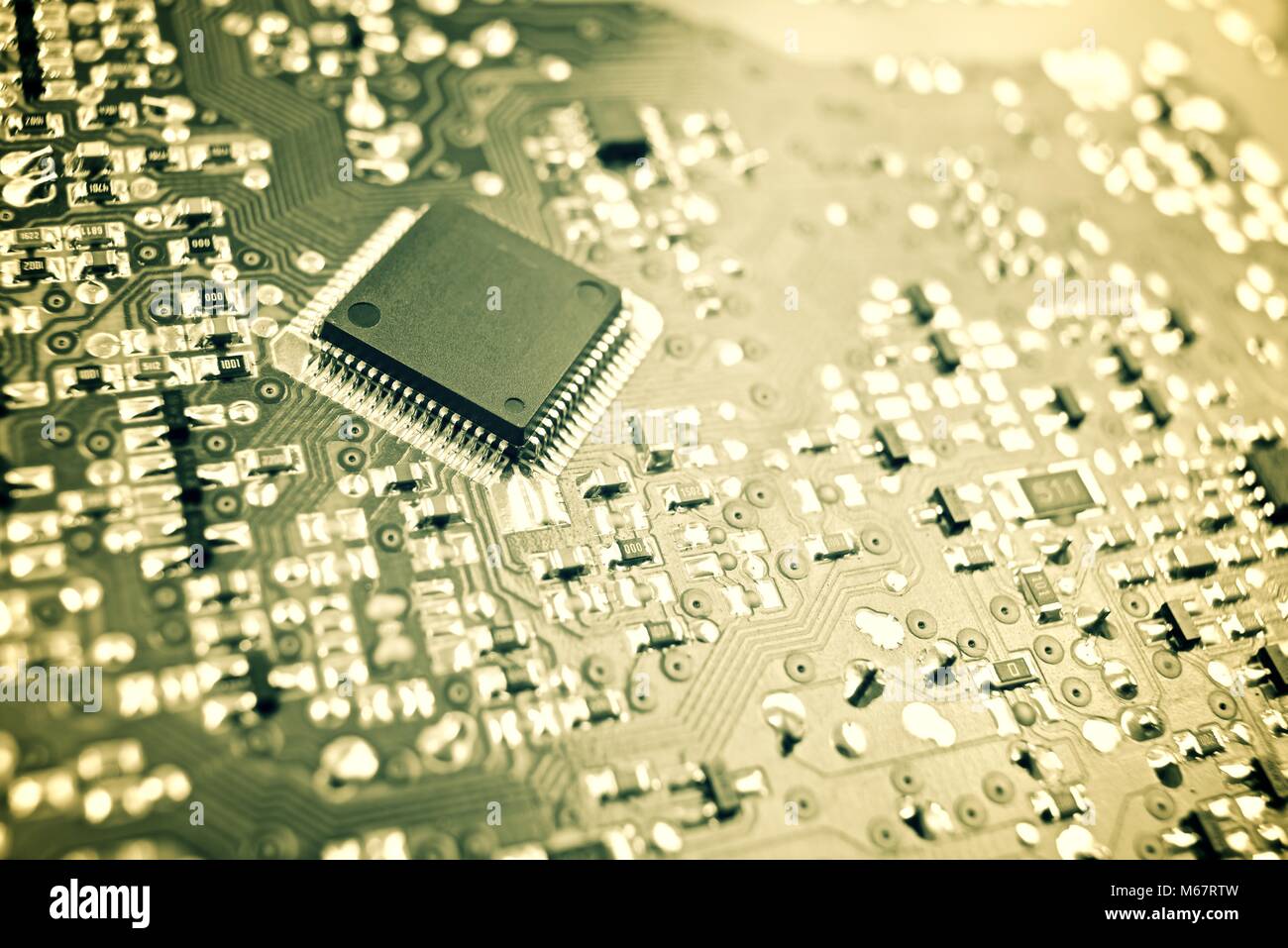 Chip close up on a integrated circuit Stock Photo - Alamy