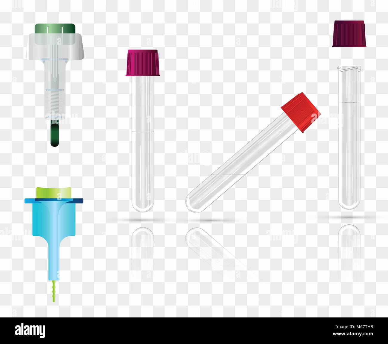 child lancet, adult lancet and vials on a transparent background Stock ...