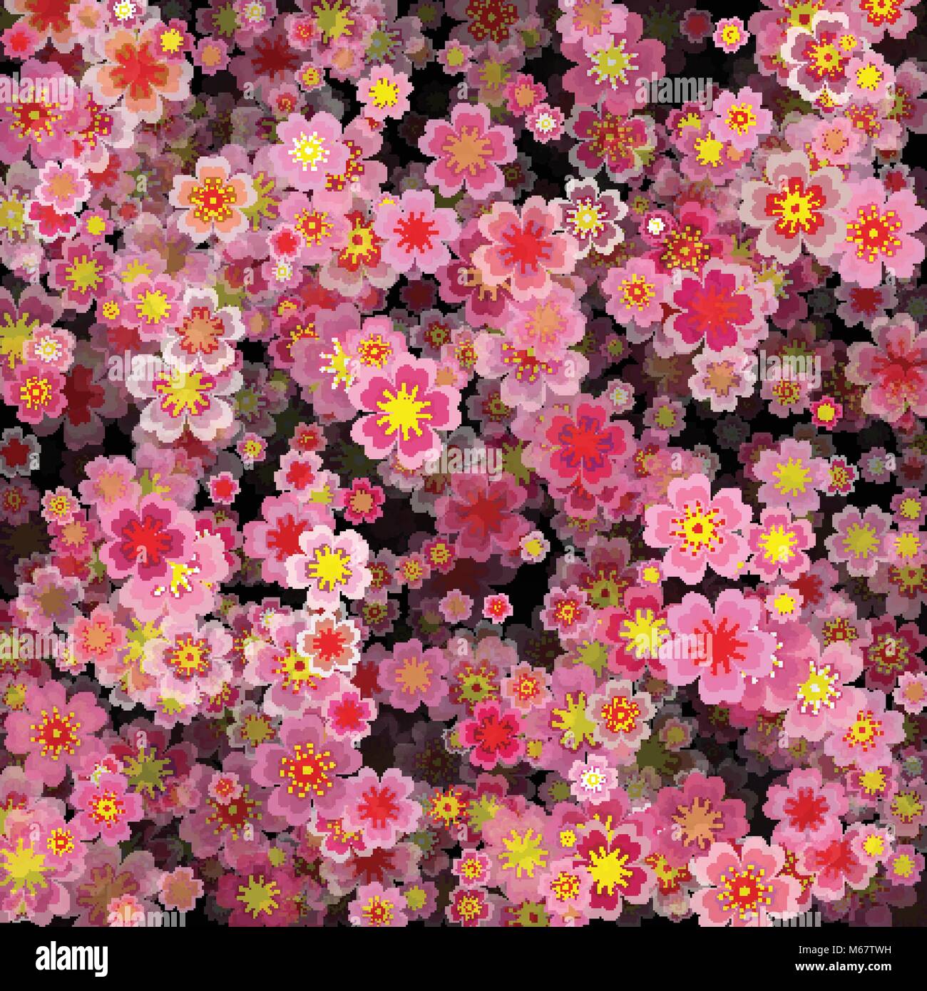 Sakura blossoms background, volume effect. Vector illustration Stock ...