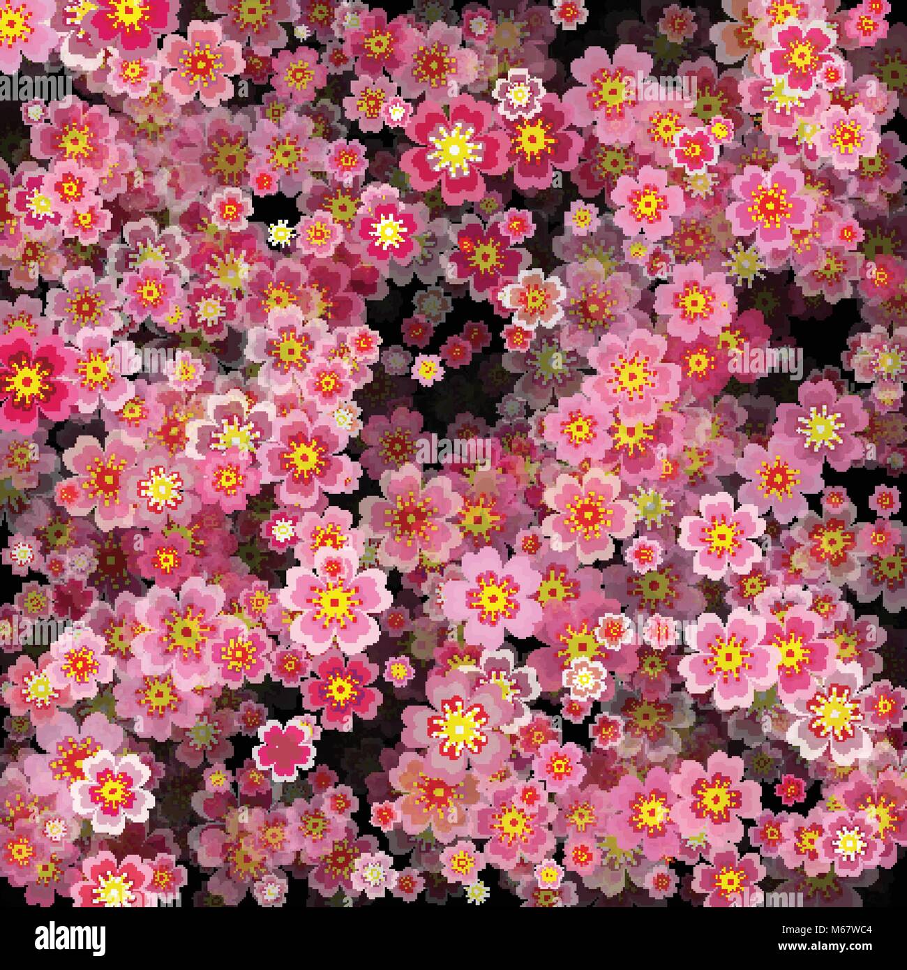 Sakura blossoms background with 3d effect. Vector Stock Vector Image ...