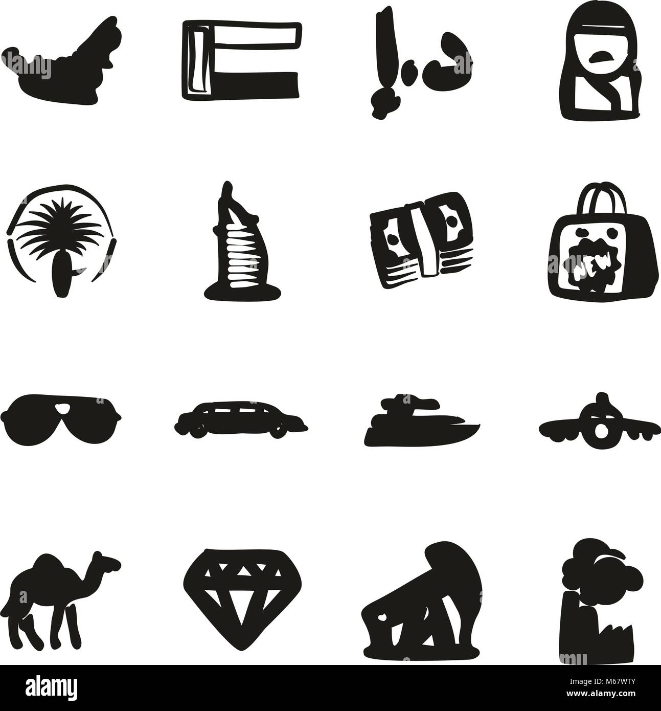 United Arab Emirates Icons Freehand Fill Stock Vector Image & Art - Alamy