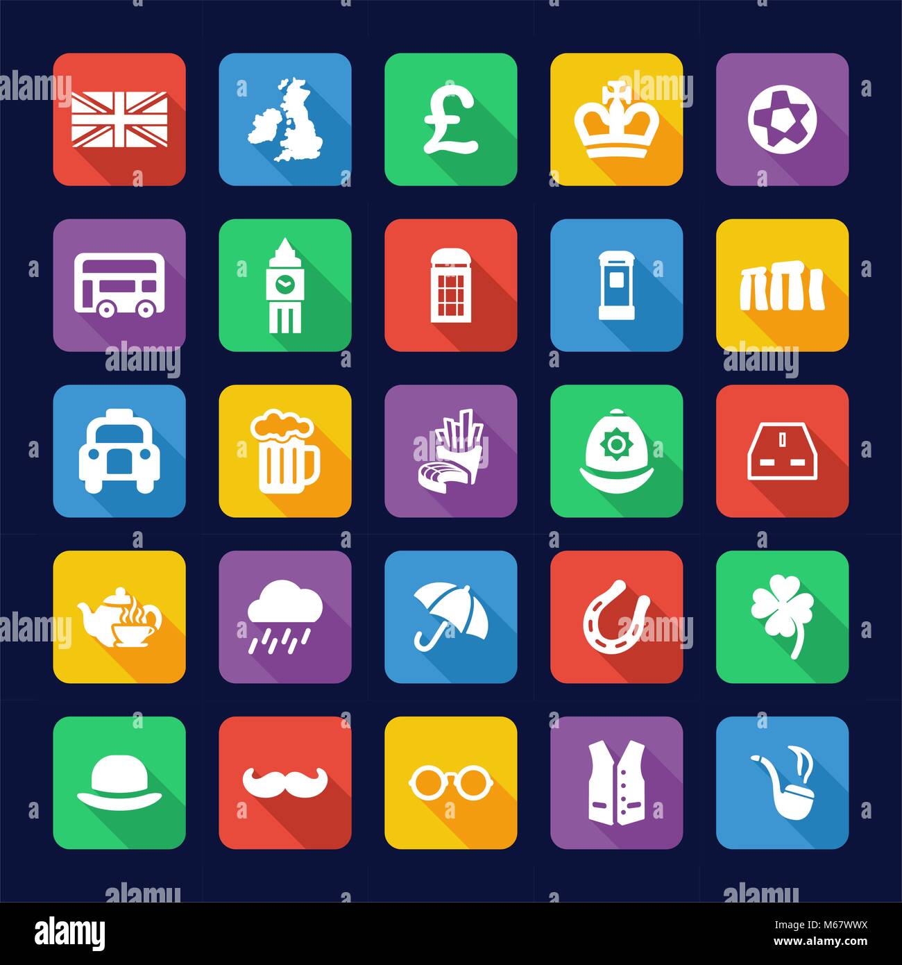 United Kingdom Icons Flat Design Stock Vector Image & Art - Alamy