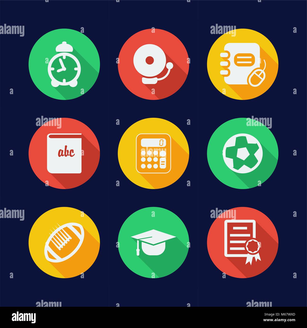 University Icons Flat Design Circle Stock Vector Image & Art - Alamy