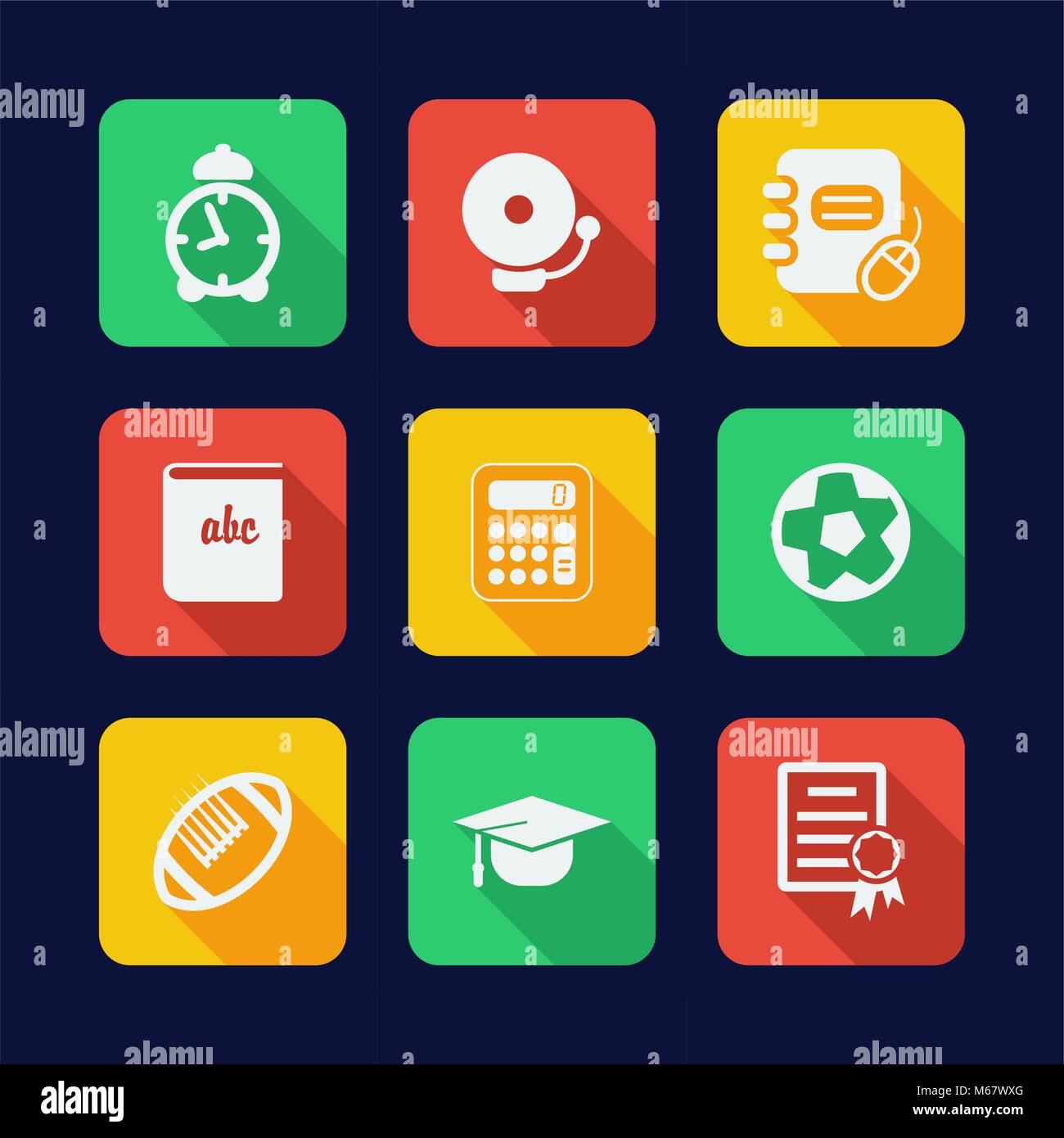 University Icons Flat Design Stock Vector Image & Art - Alamy