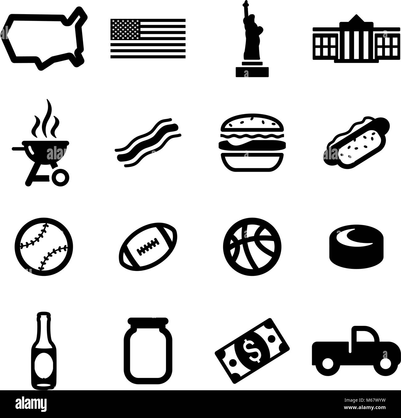 Usa flag icons Black and White Stock Photos & Images - Alamy