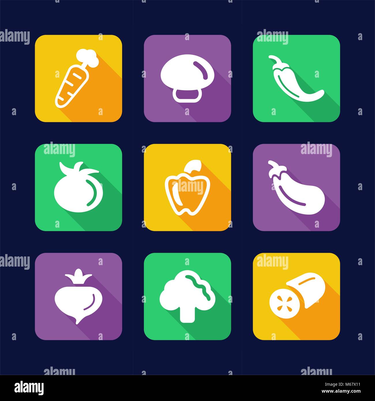 Vegetable Icons Flat Design Stock Vector Image & Art - Alamy