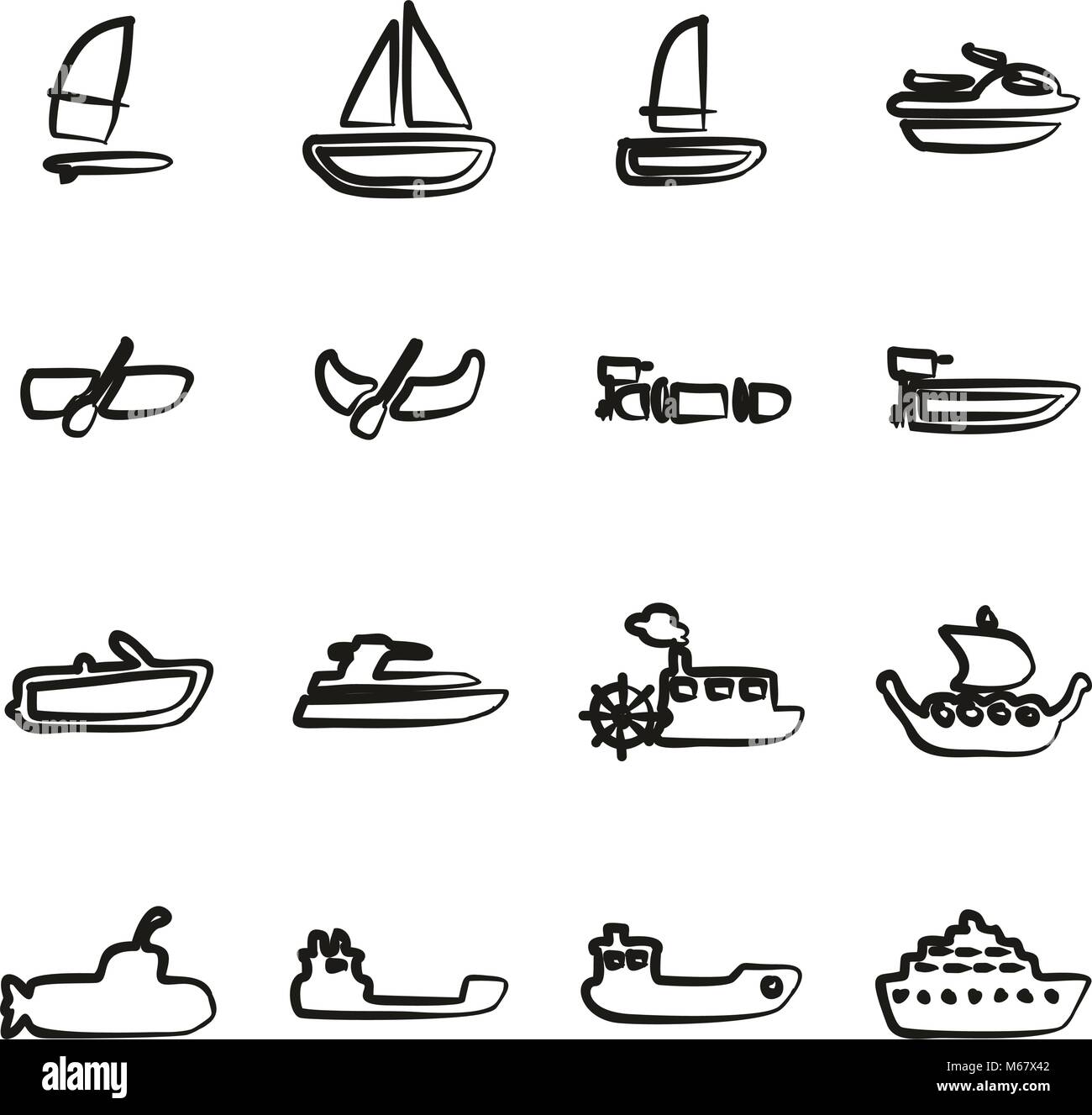 Water Transport Icons Freehand Stock Vector Image & Art - Alamy