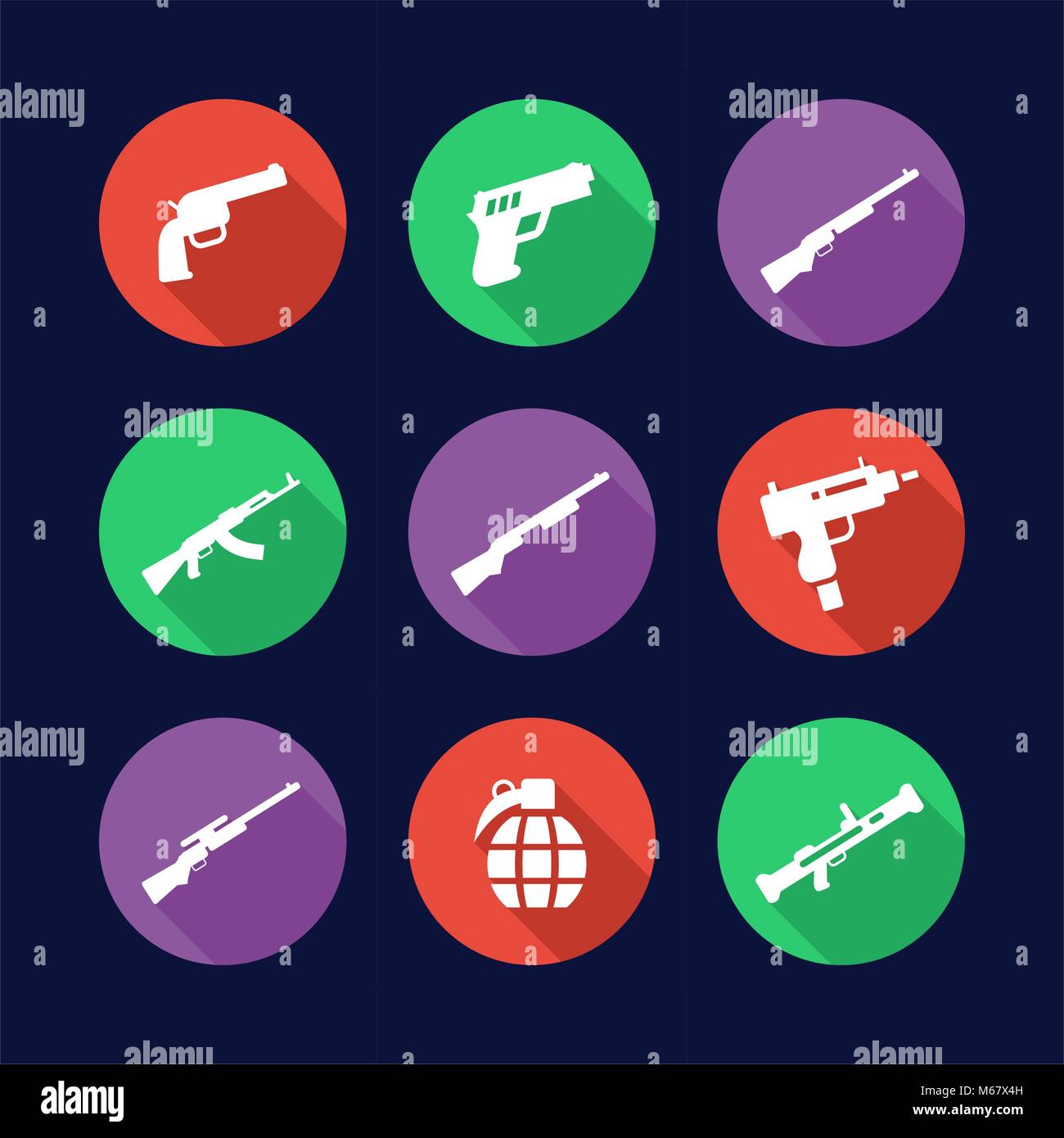 Weapons Icons Flat Design Circle Stock Vector Image & Art - Alamy