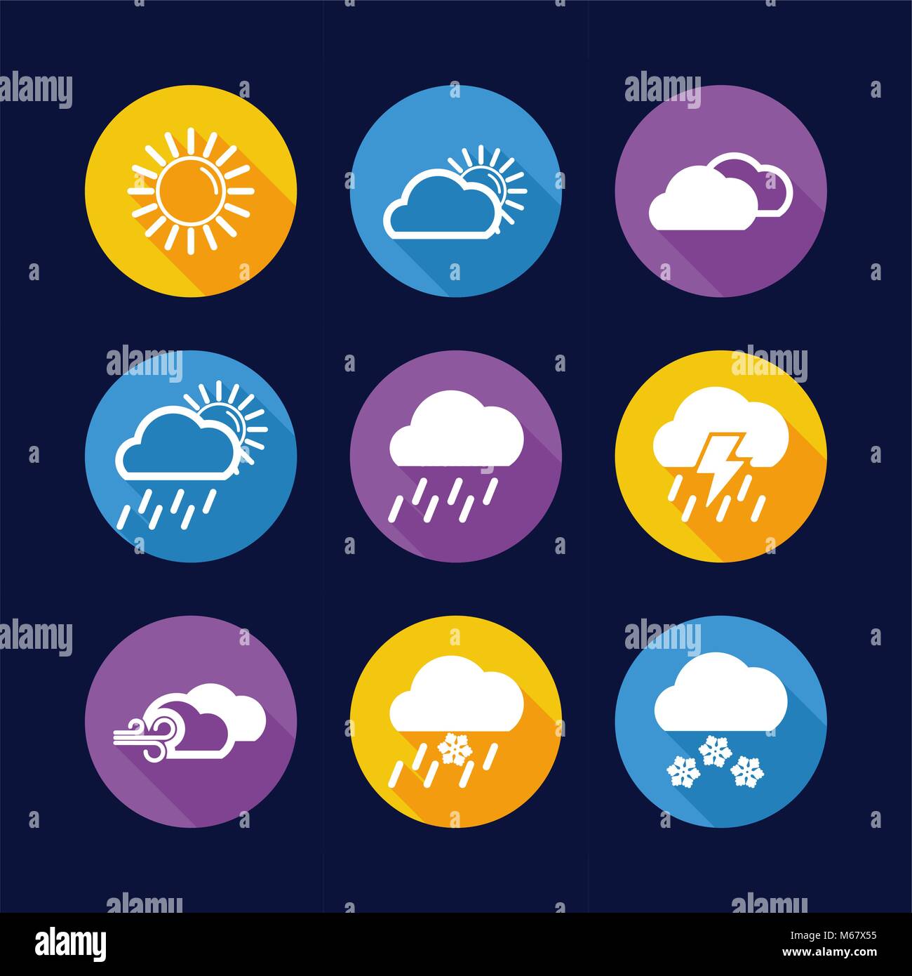 Weather Icons Flat Design Circle Stock Vector Image & Art - Alamy