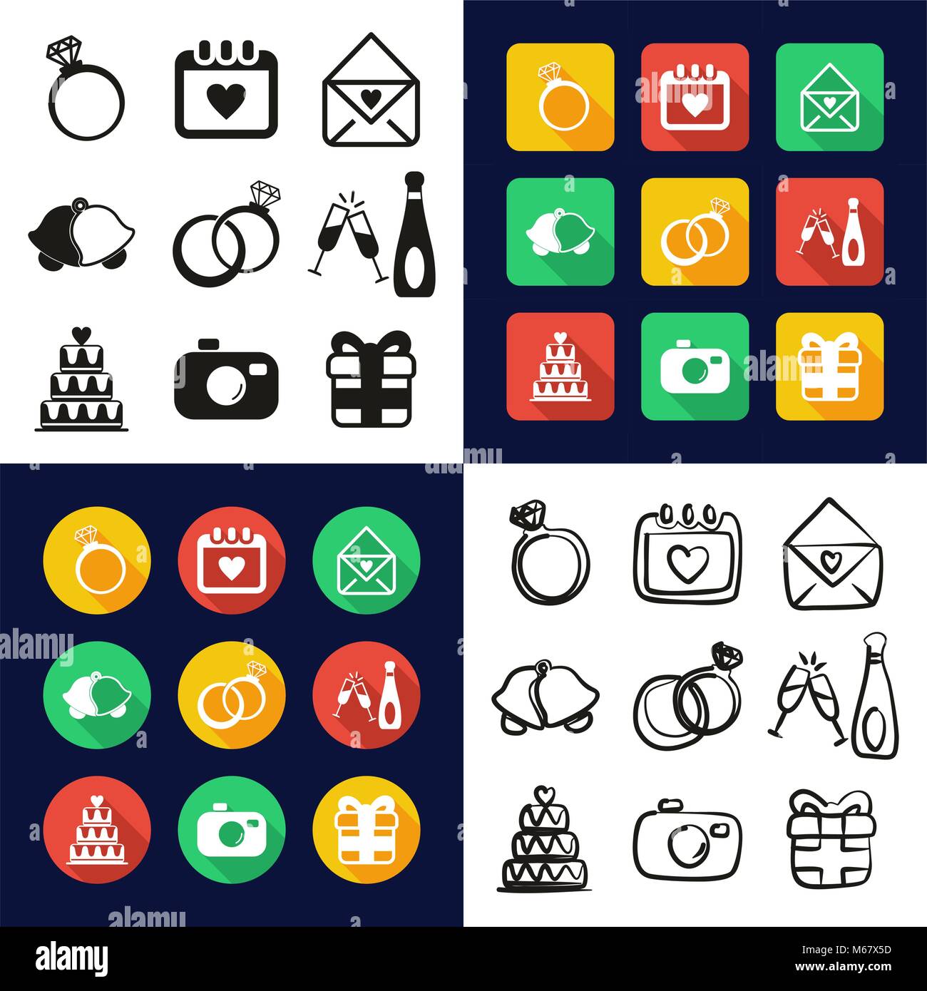 Wedding All in One Icons Black & White Color Flat Design Freehand Set Stock Vector Image & Art ...