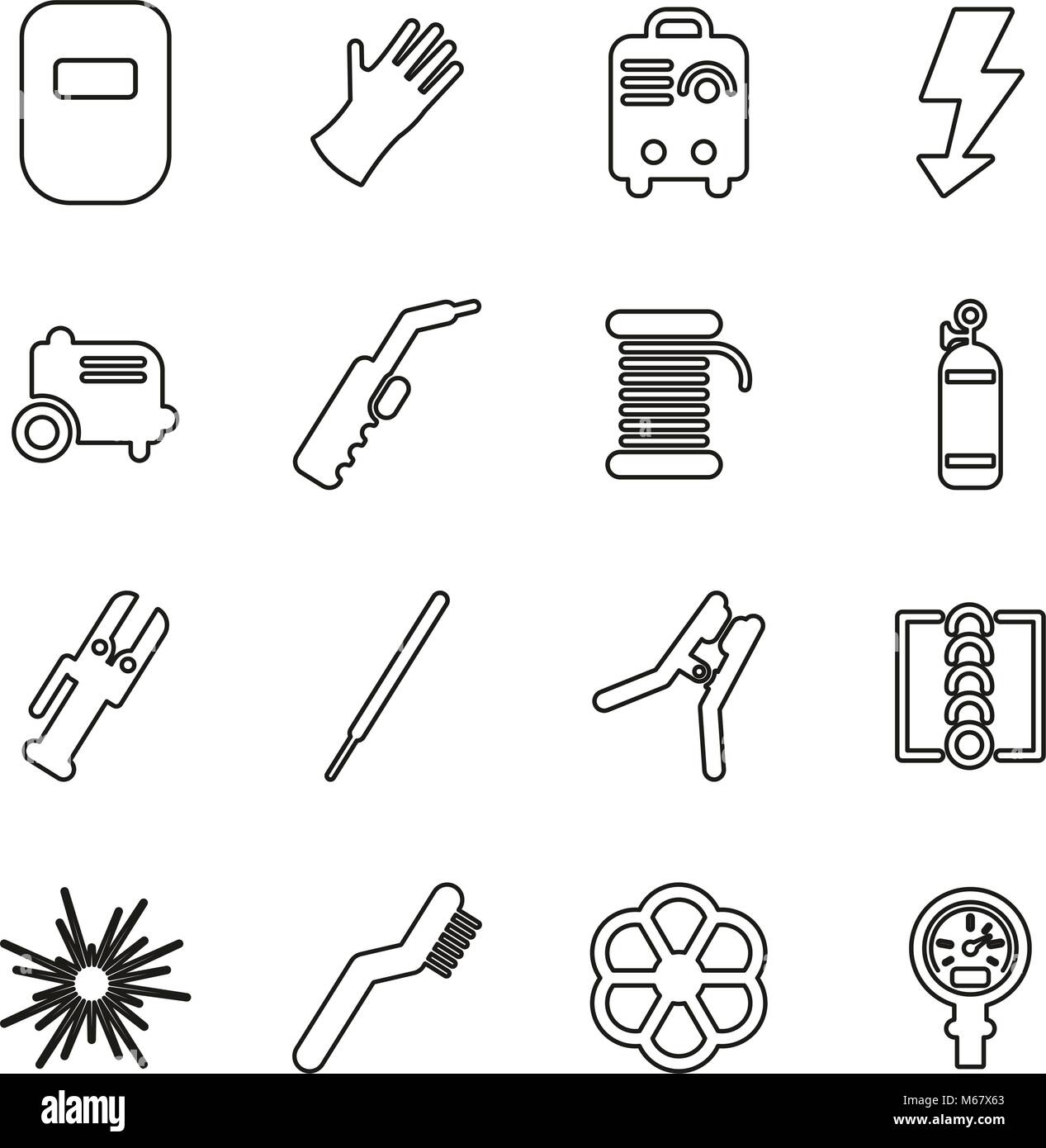Welding Icons Thin Line Vector Illustration Set Stock Vector Image ...