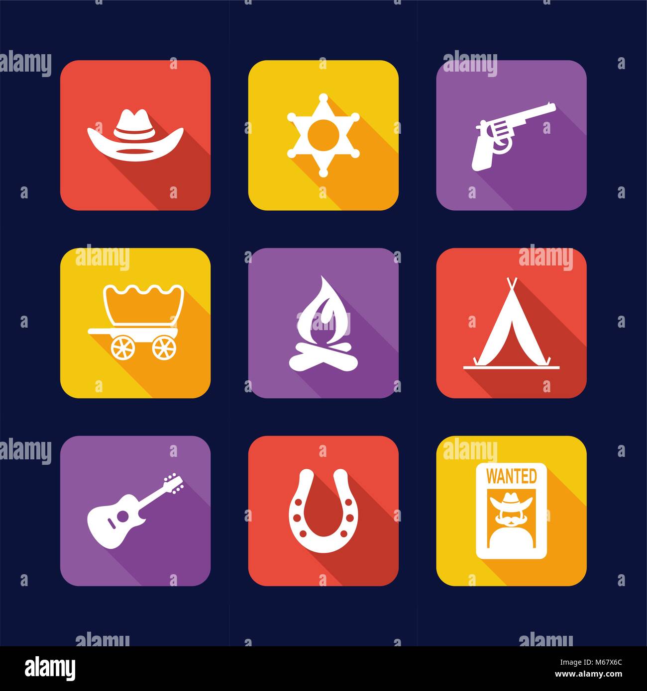 Wild West Icons Flat Design Stock Vector Image & Art - Alamy