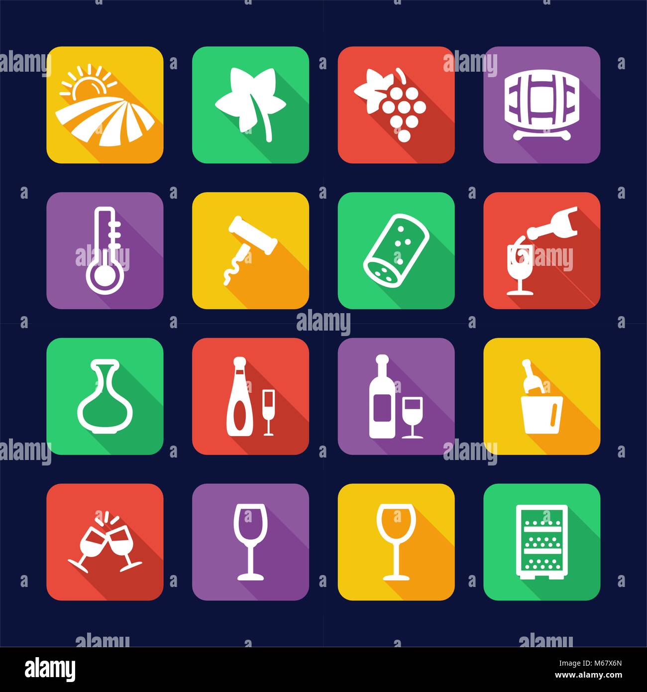 Wine Icons Flat Design Stock Vector Image & Art - Alamy