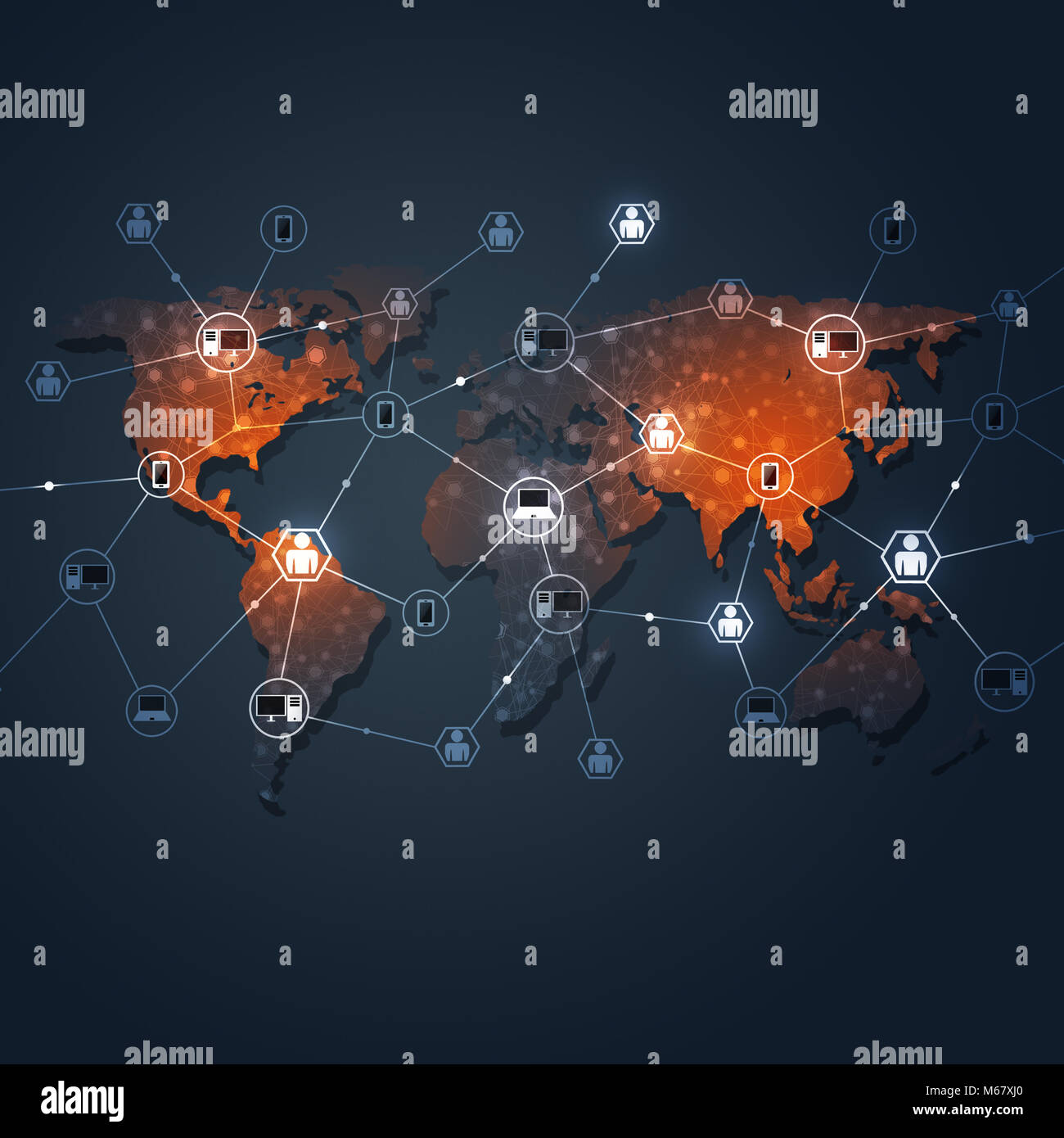 abstract network digital communications concept blue technology ...