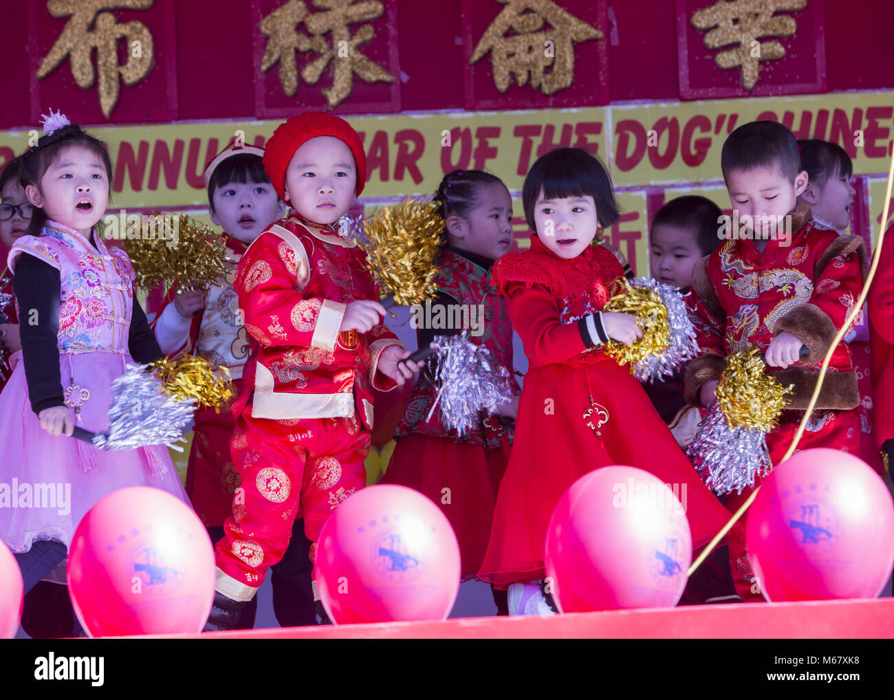 Chinese American children perform at a festival celebrating Chinese New ...
