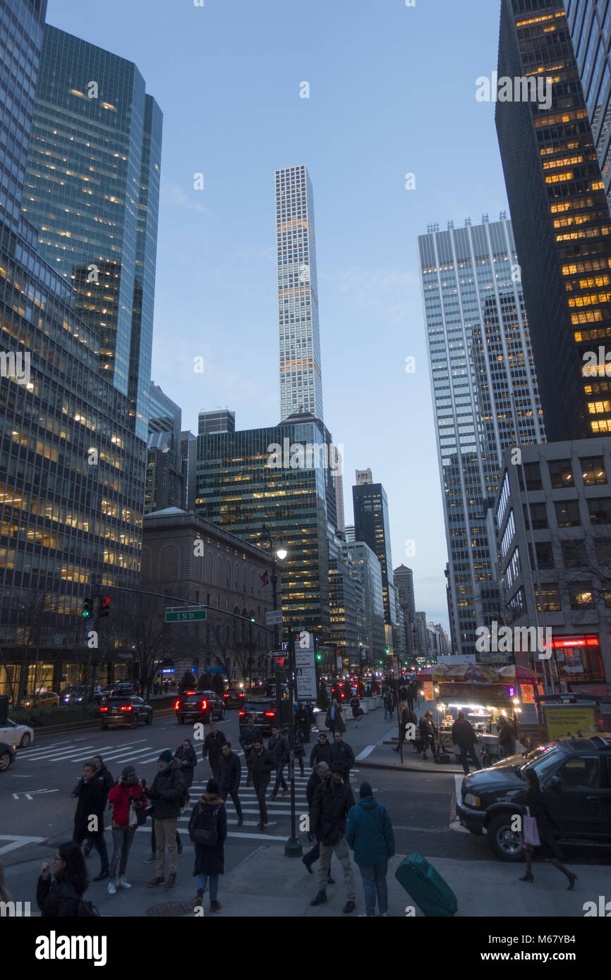 Looking up Third Avenue in midtown Manhattan in the late afternoon as ...