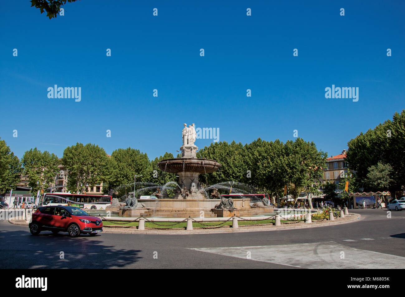 Roundabout and fountain in Aix-en-Provence, a lively town in the French ...