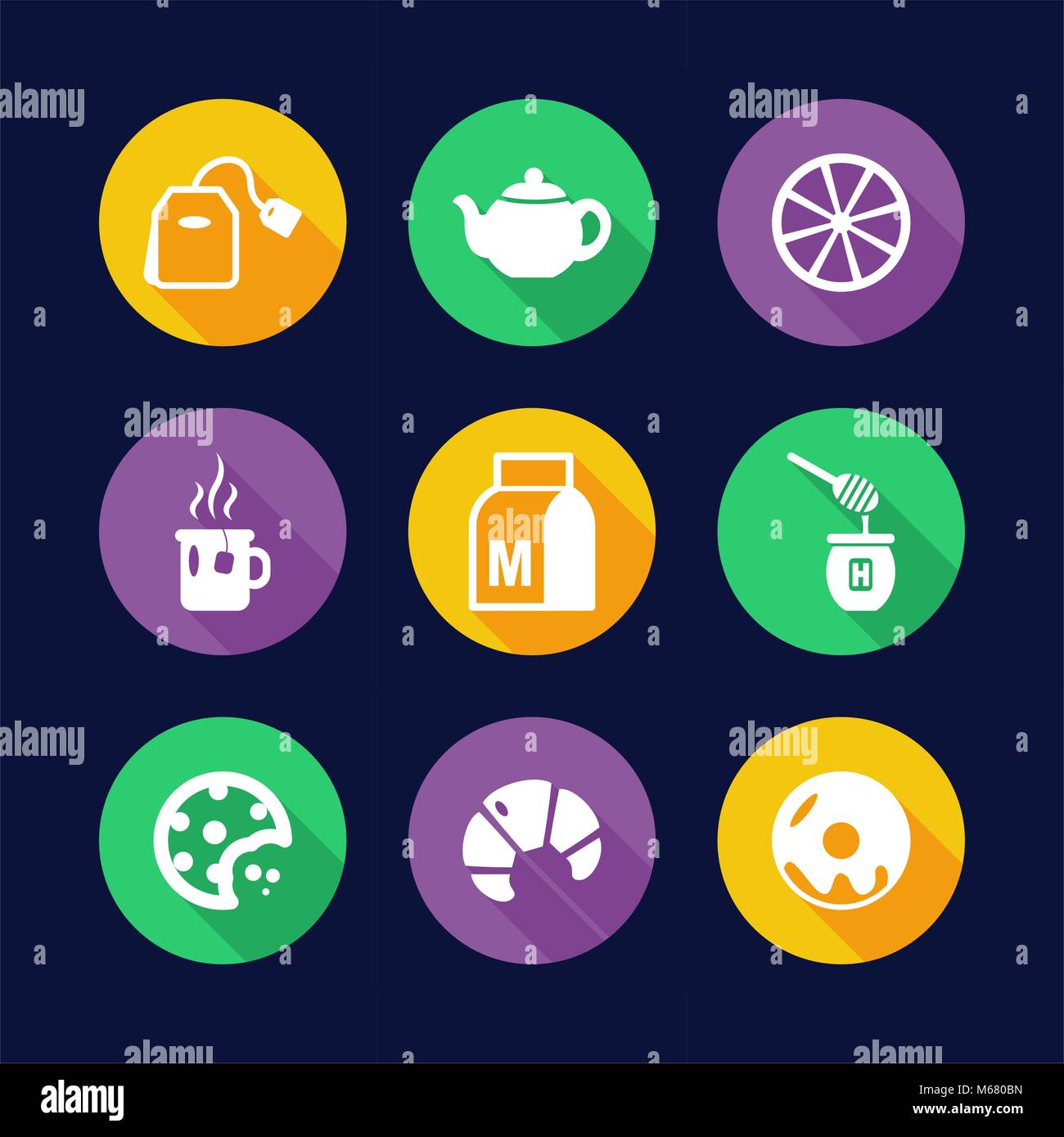 Tea Icons Flat Design Circle Stock Vector Image & Art - Alamy